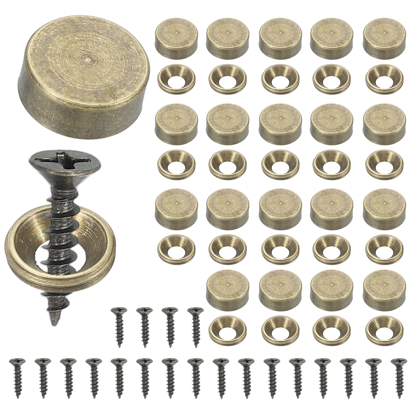 Uxcell Brass Decorative Screws with Cap - Self Tapping Screws for ...