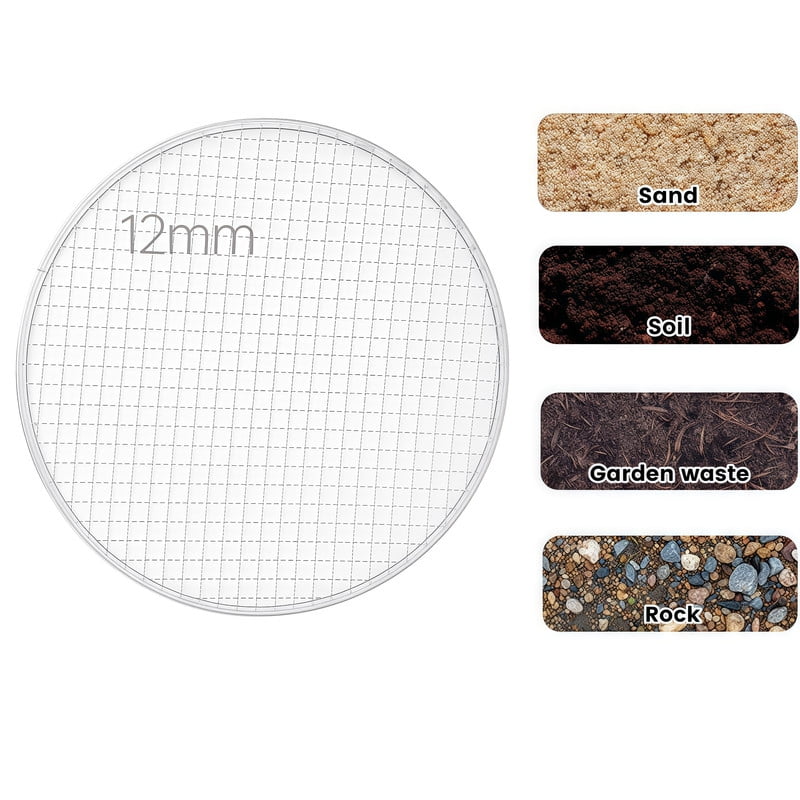 12mm Extra Large Mesh Soil Sieve - 18.5" Heavy-Duty Garden Riddle for ...