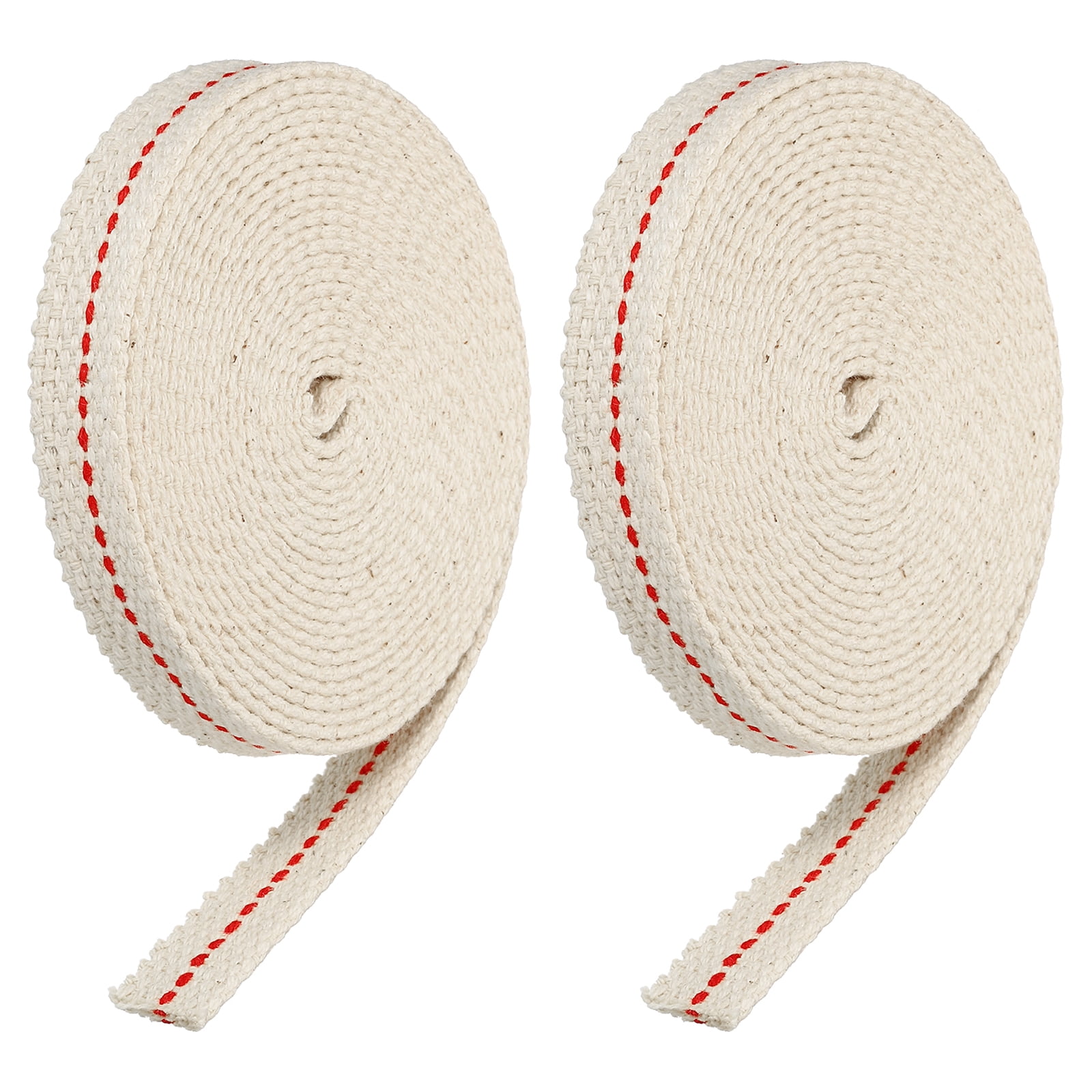 12mm Flat Wide 3 Meter/10Ft Long Cotton Oil Lamp Wick with Red Stitch ...