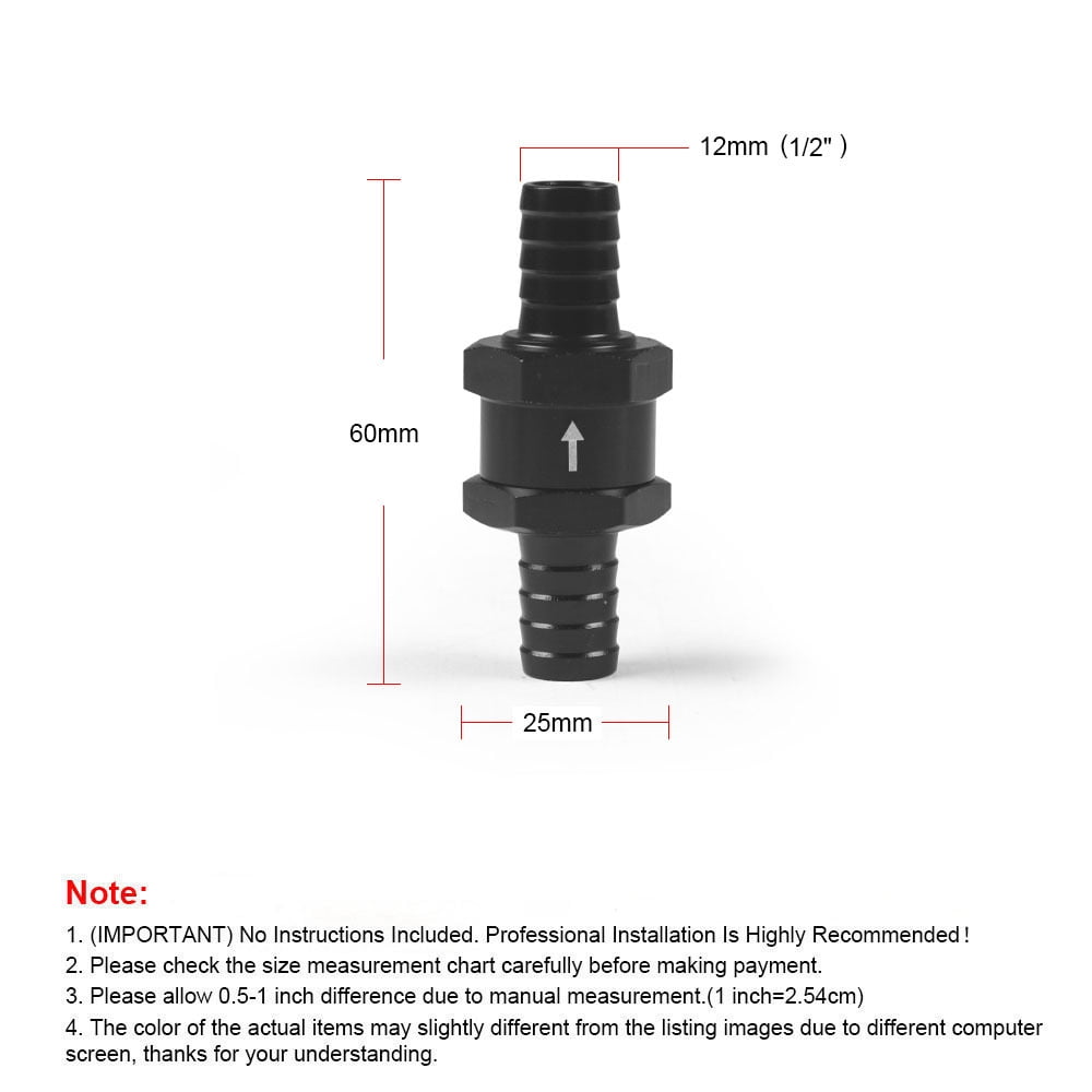 12mm-Fuel Check Valve, 1 Way, In-Line, Diesel, Jane Black, OD - Walmart.com