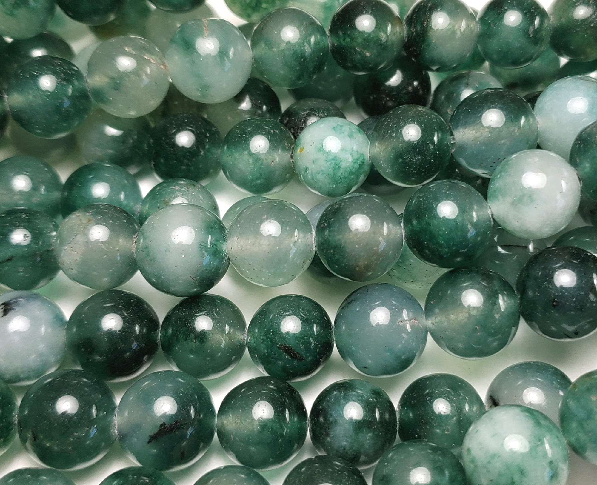 12mm Green Moss Jade Round Beads Genuine Gemstone Natural Jewelry ...