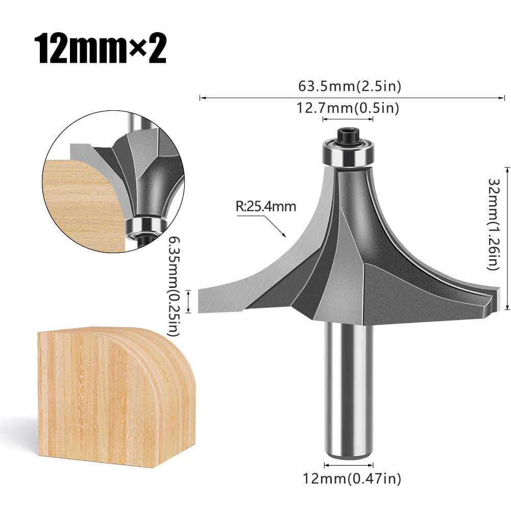 12Mm Handle Fillet Cutter Chamfering Milling Cutter With Bearing Drill ...