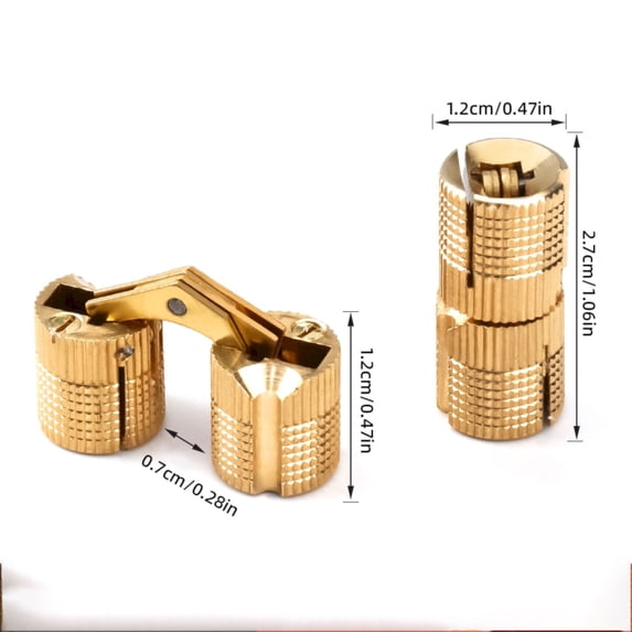 12mm Hidden Brass Barrel Hinges, Concealed Box Hinge Invisible ...