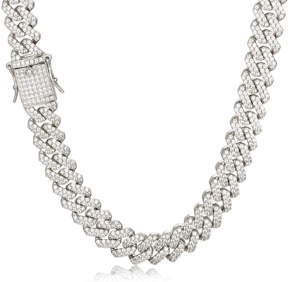 12mm Mens Women Heavy Iced Out Miami Cuban Link Chain or Bracelet 14K ...
