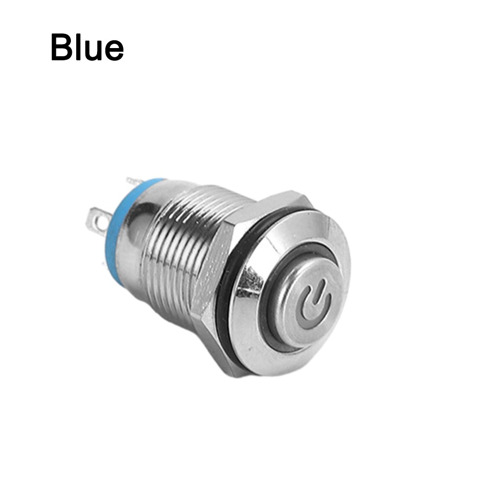 12mm Metal Push Button Switch Power Button Waterproof Flat LED Light 12V-24V - Walmart.com