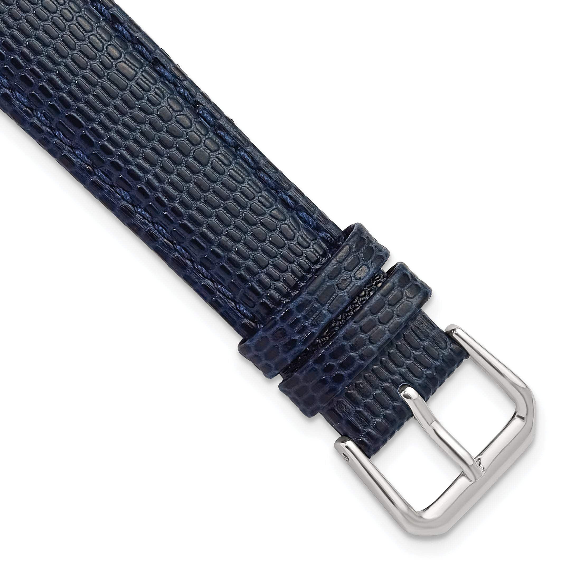 12mm Navy Lizard Grain Leather with Silver-tone Buckle 6.75 inch Watch ...