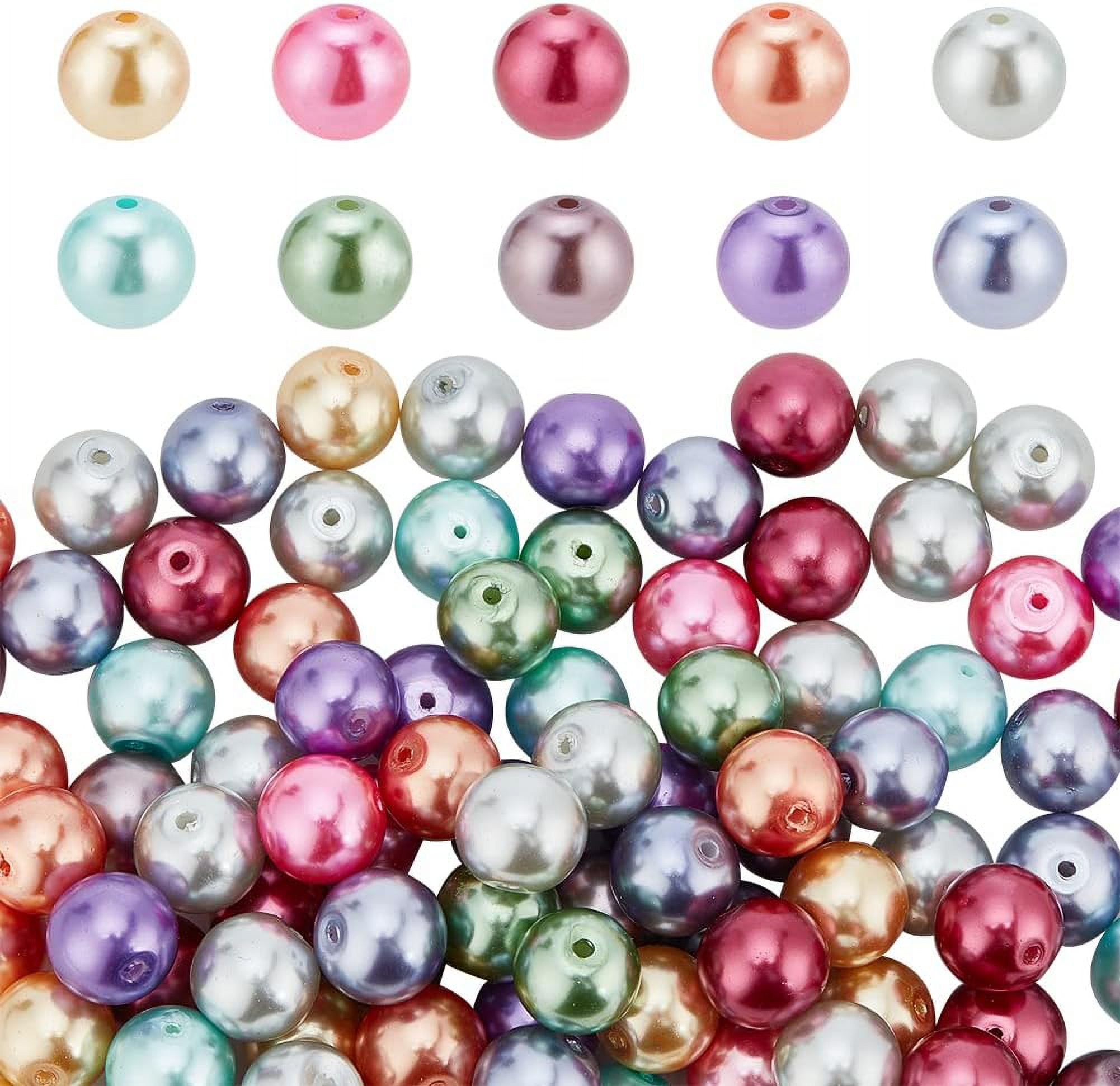 12mm Pearlized Glass Beads 100pcs Craft Pearl Beads Mixed Color Dyed ...