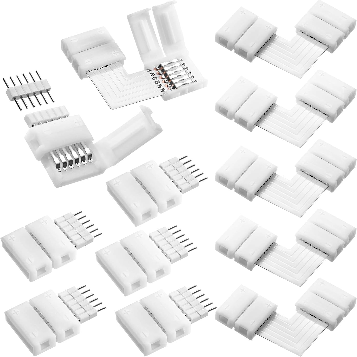 12mm Solderless LED Strip Connectors - 6 Pin L Shape Set (12 Pieces ...