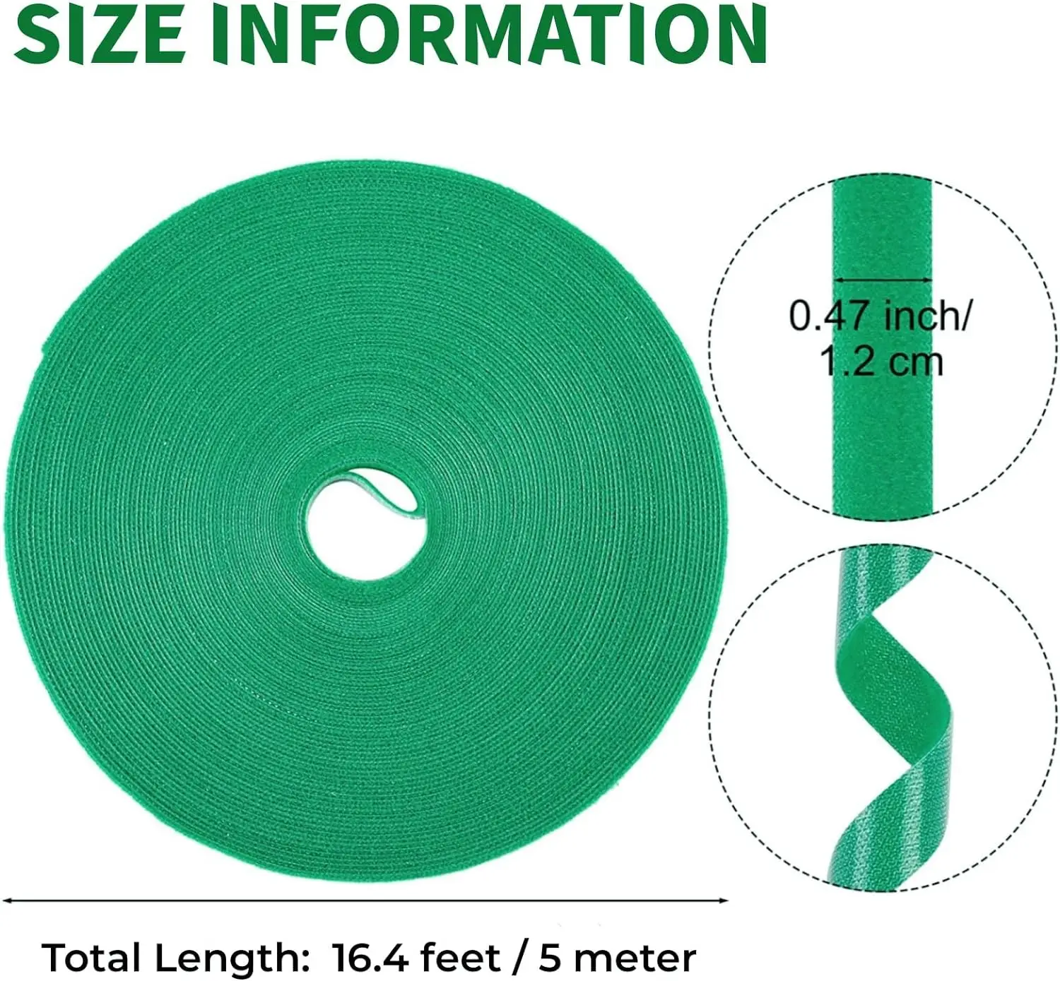 12mm x 5M Green Garden Plant Tie Tape Hook Loop Garden Strips ...