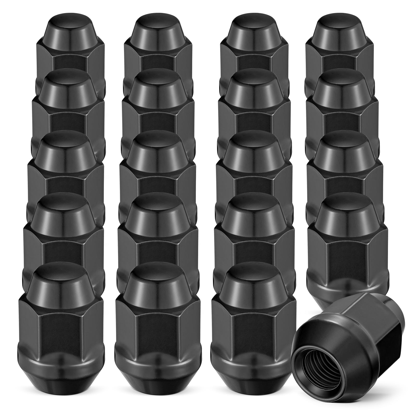 12mmx1.5 Wheel Lug Nuts,20pcs Black M12x1.5 Lug Nuts Closed End Cone ...