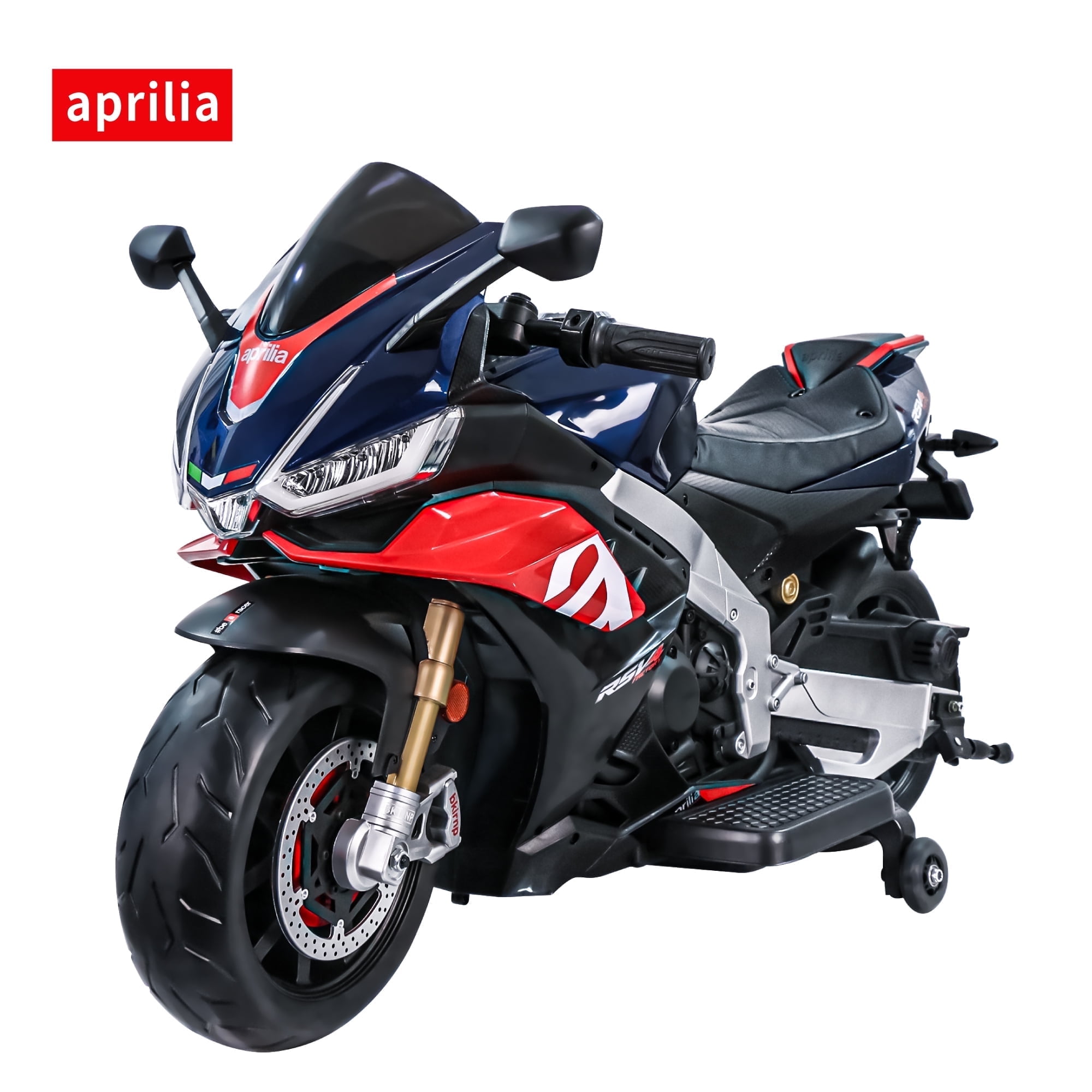 HEIMILI 24V Aprilia Kids Motorcycle Electric Motorbike Ride on Toy w/LED Lights Bluetooth Music ...