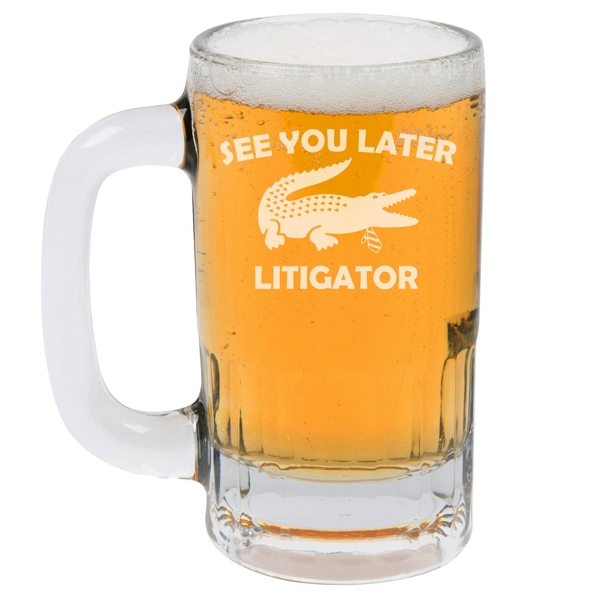 12oz Beer Mug Stein Glass Gift See You Later Litigator Funny Alligator ...