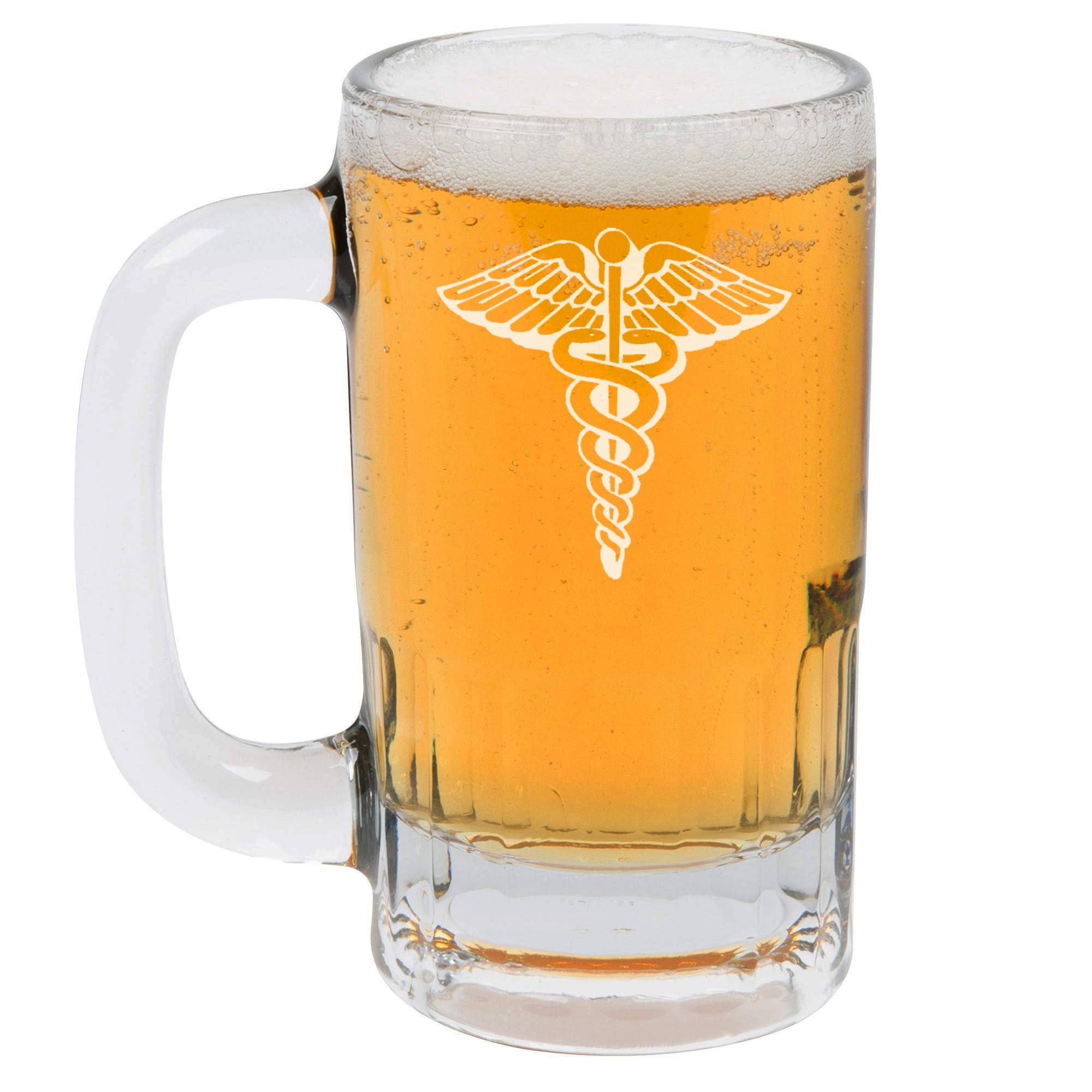 12oz Beer Mug Stein Glass Medical Symbol Caduceus Physician - Walmart.com