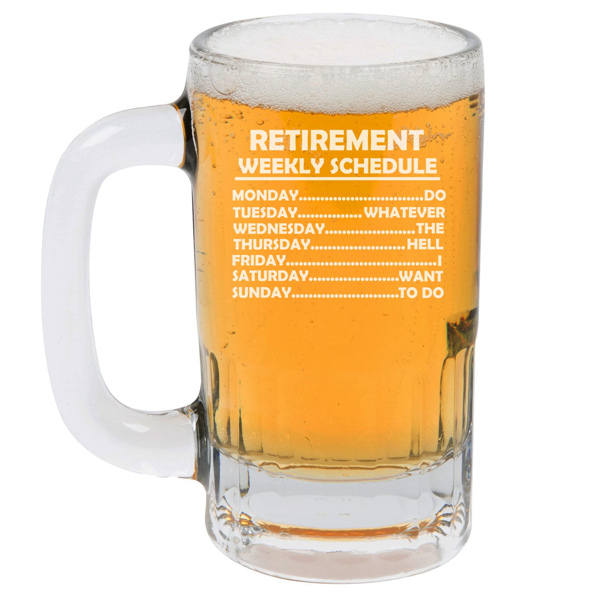 12oz Beer Mug Stein Glass Retired Schedule Funny Retirement Gift ...