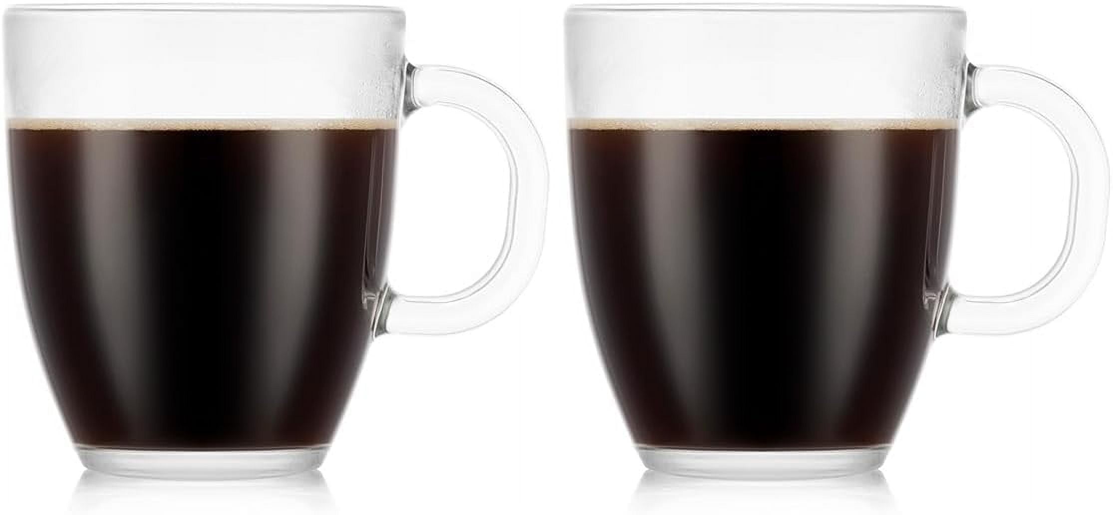 12oz Bistro Coffee Mug Single-Wall Tempered Glass, 2 Pack, Clear ...