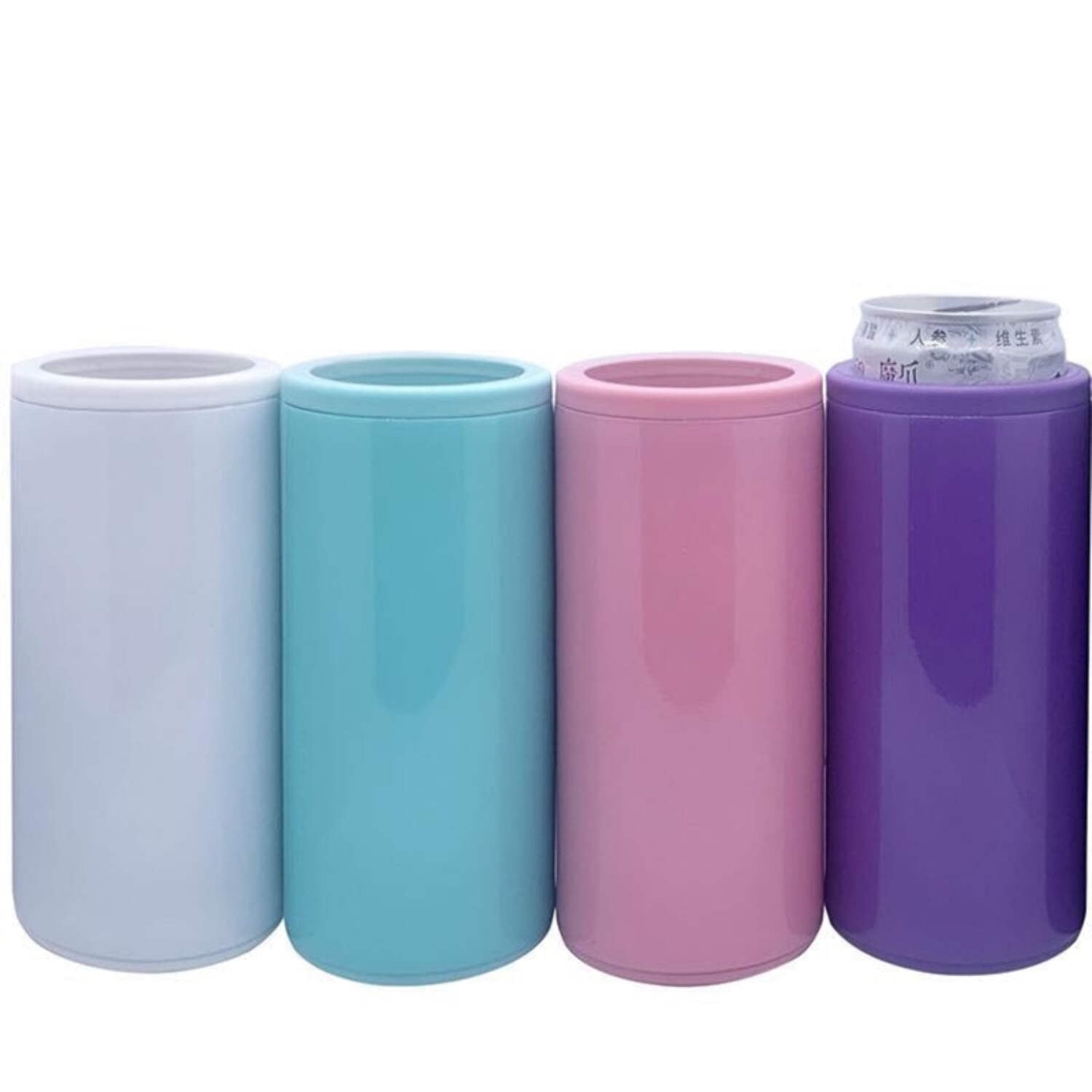 12oz Blank Sublimation Can holder Cooler With screw on Lid Straight ...