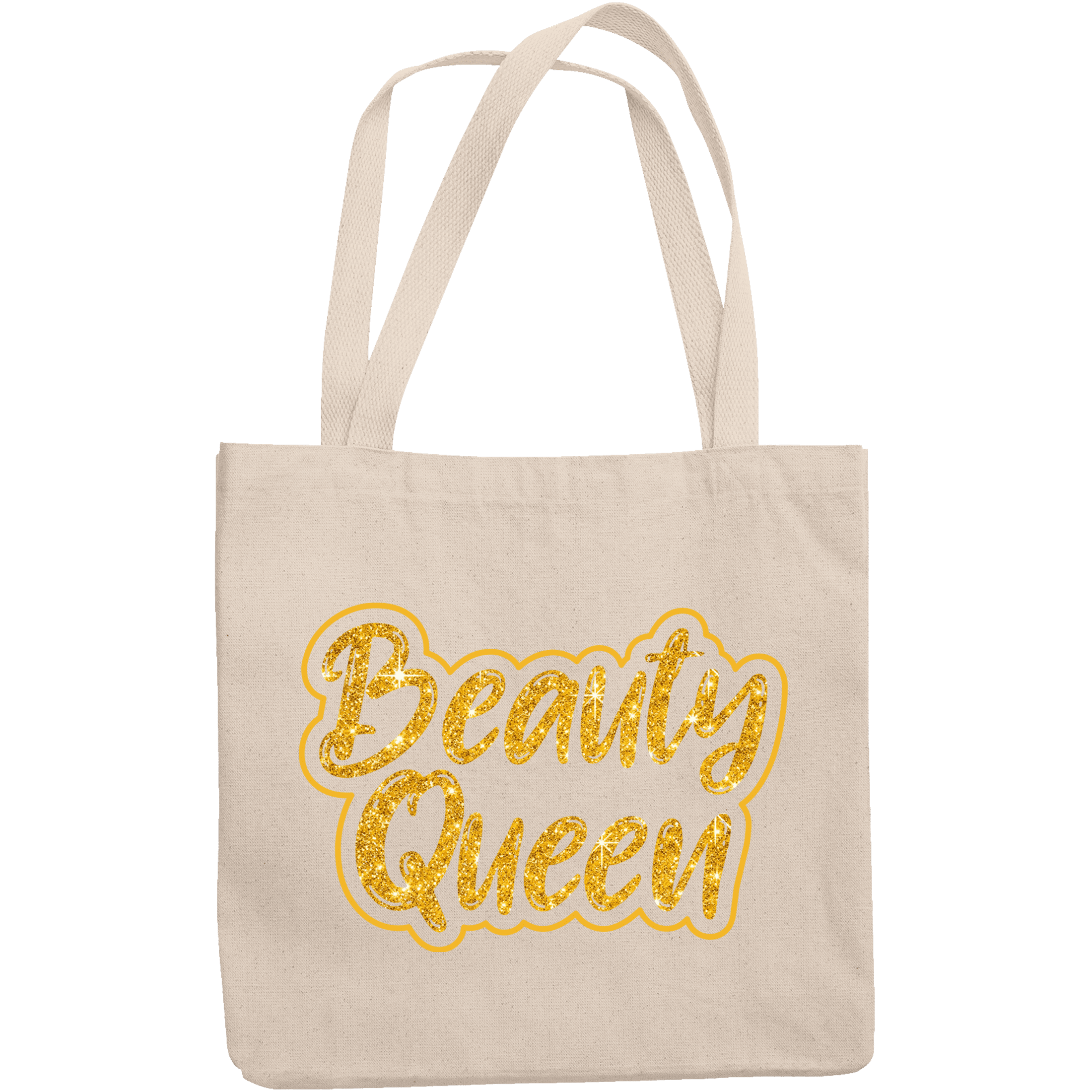 12oz Canvas Tote Bag - Beauty Queen Glitter Text Design - Beauty Themed ...