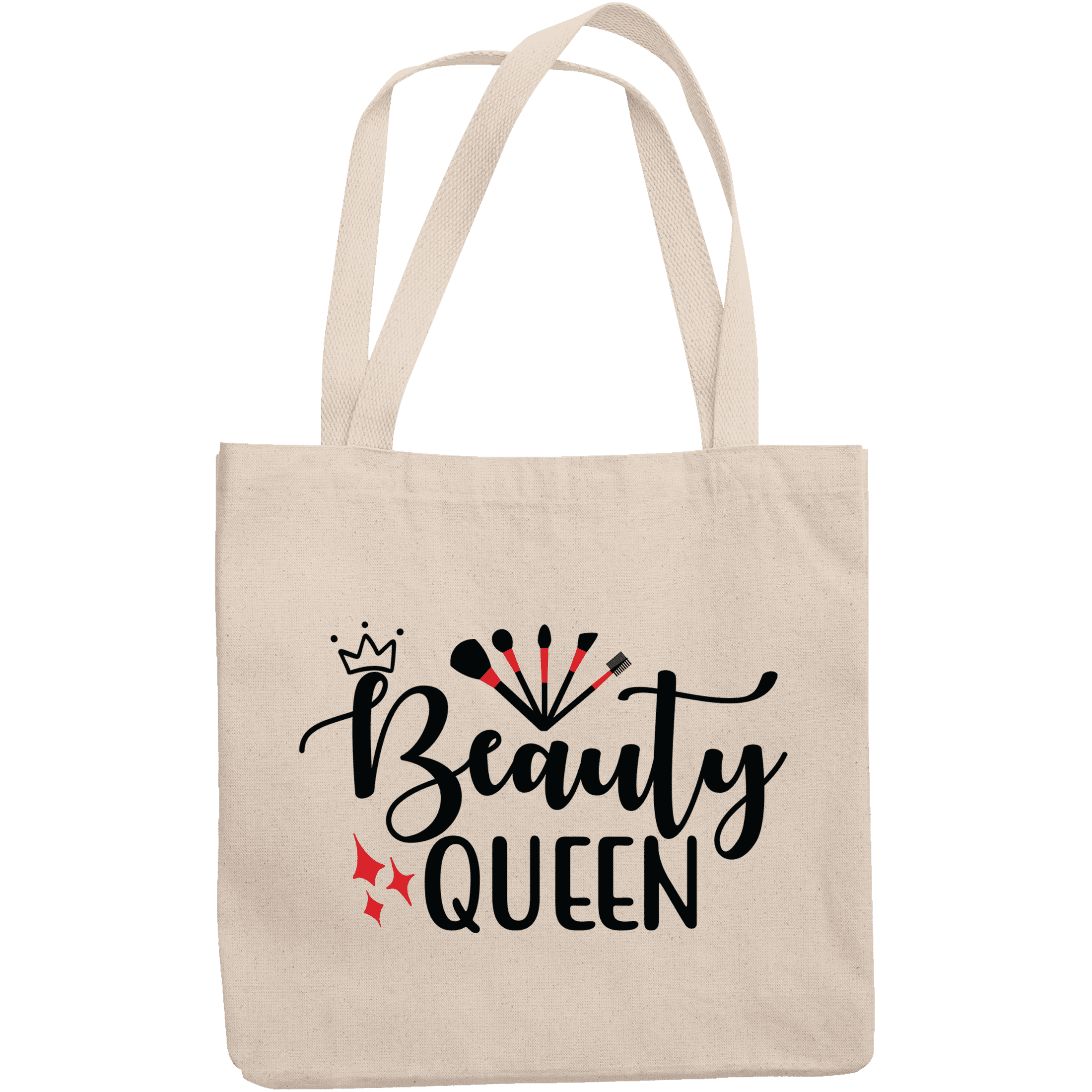 12oz Canvas Tote Bag - Beauty Queen with Makeup Brush Set & Crown ...