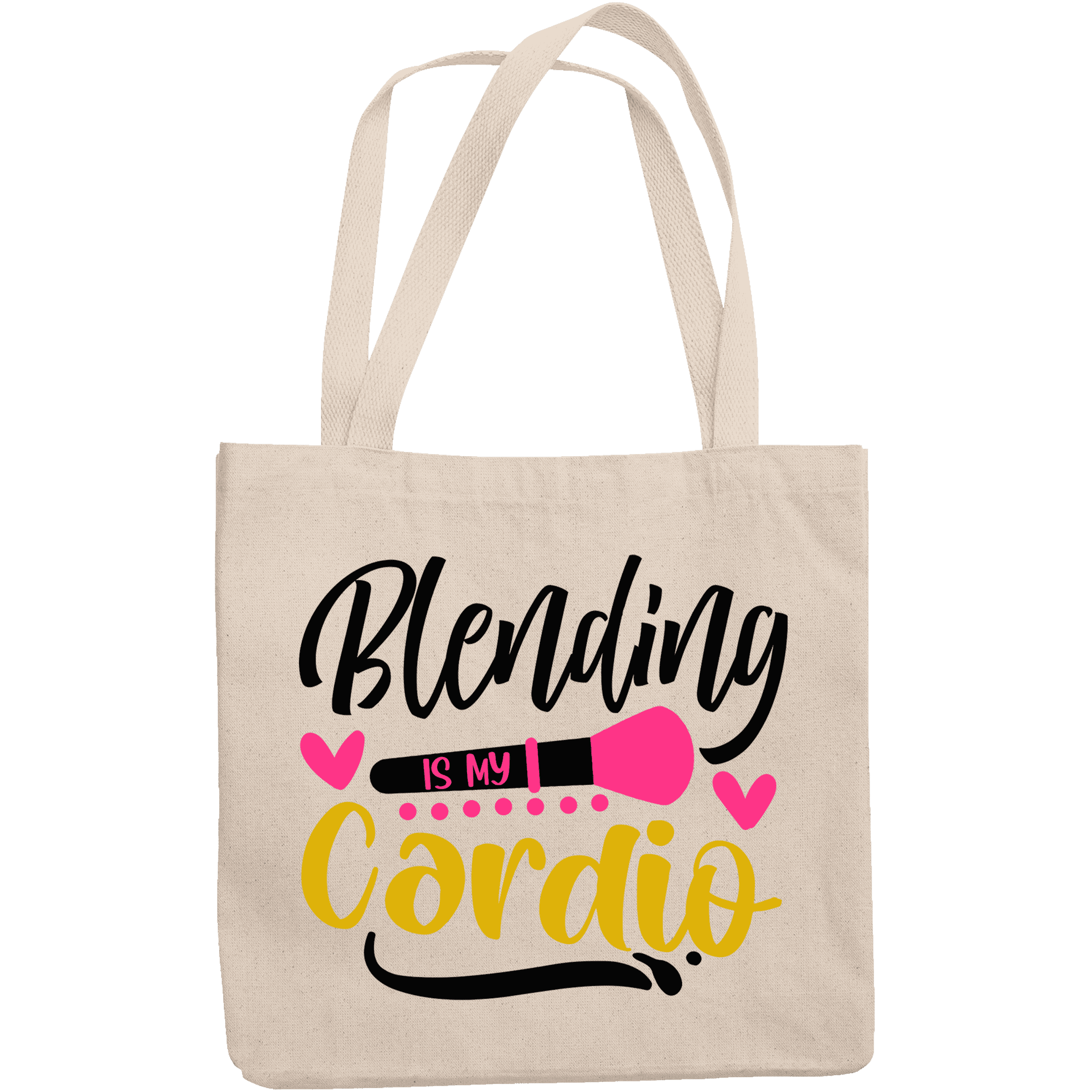12oz Canvas Tote Bag - Blending Is My Cardio with Makeup Brush Design ...
