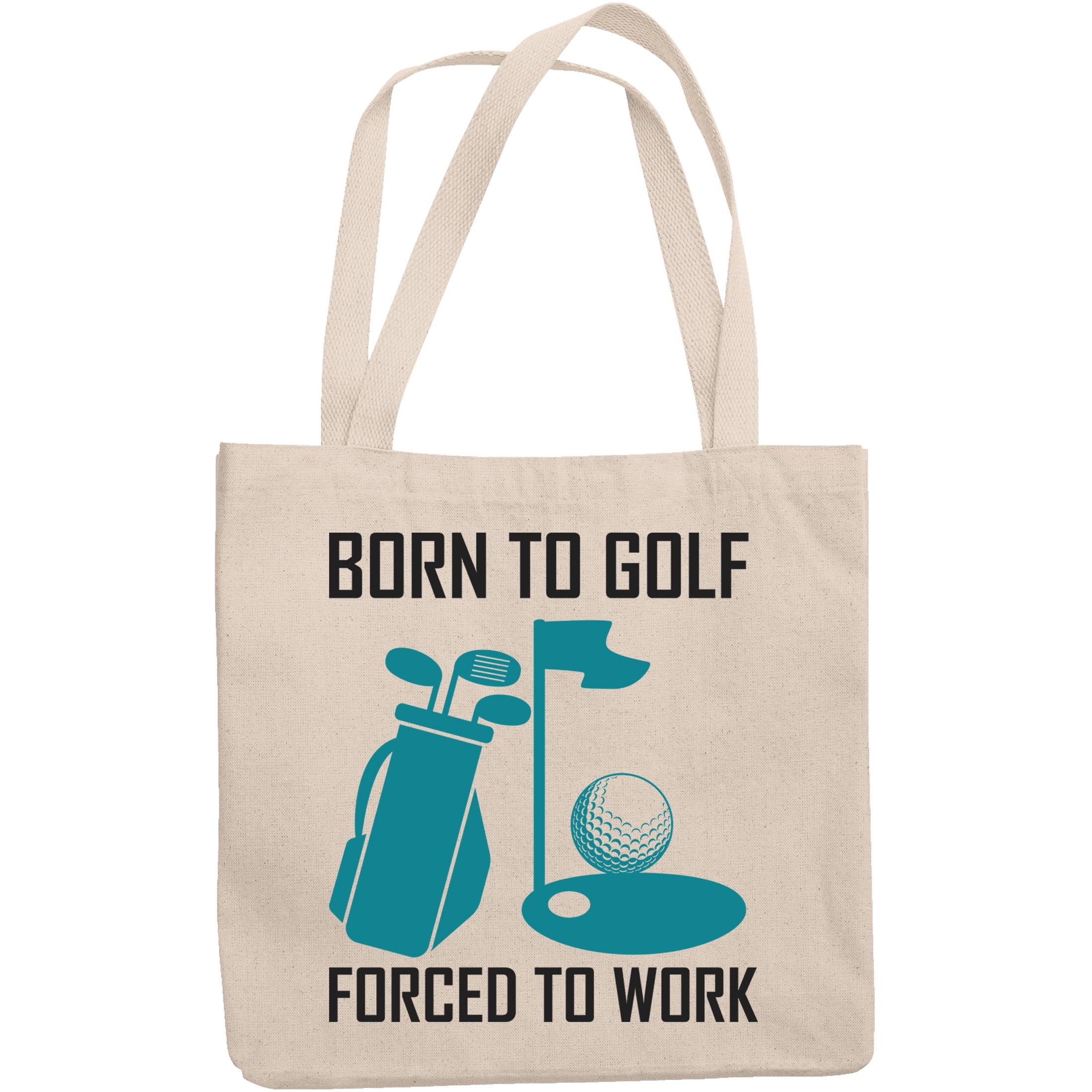 12oz Canvas Tote Bag - Born to Golf with Club Set, Golf Player, Golfing ...