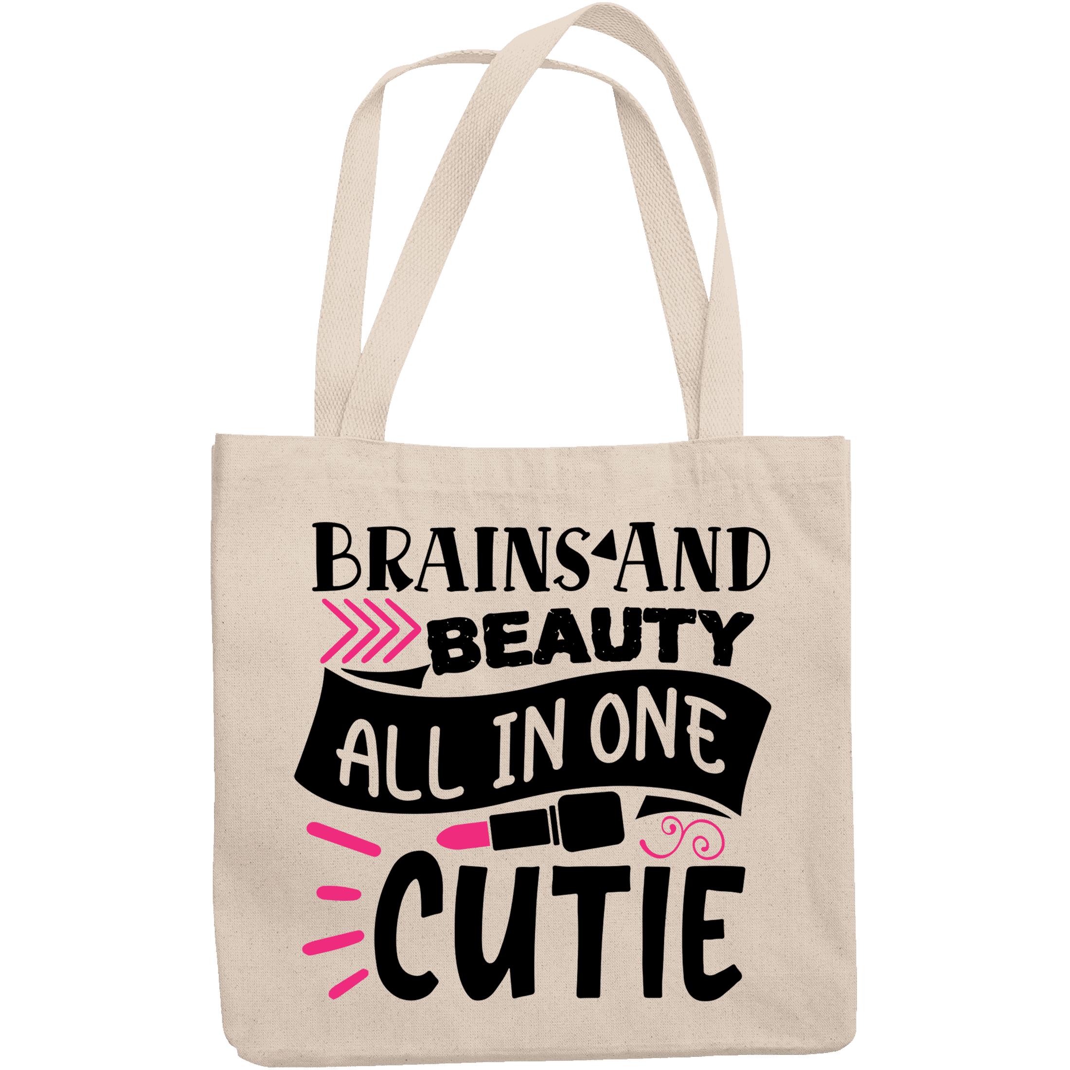 12oz Canvas Tote Bag - Brainds and Beauty, All in One Cutie with Artsy ...