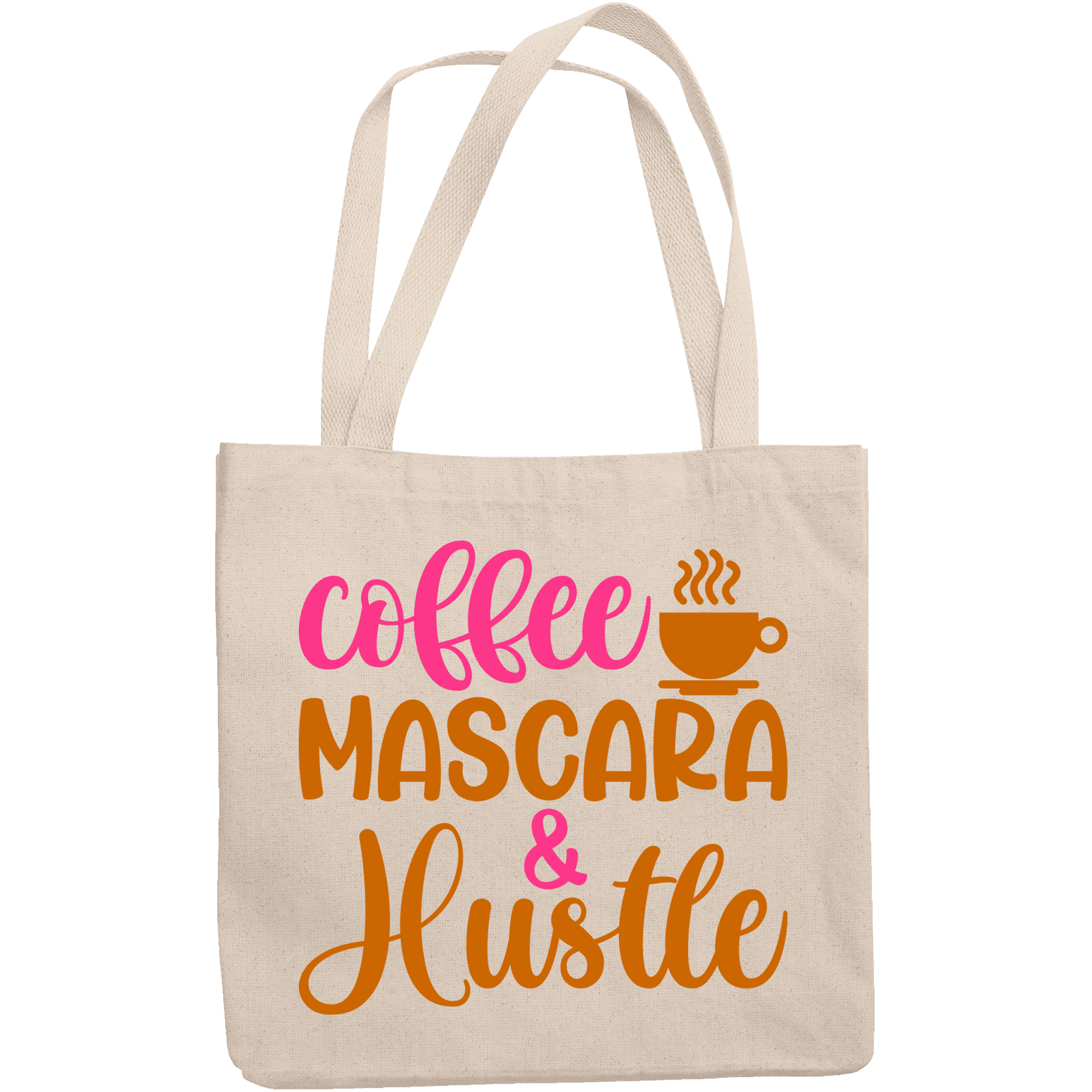 12oz Canvas Tote Bag - Coffee, Mascara & Hustle with Cup Design ...