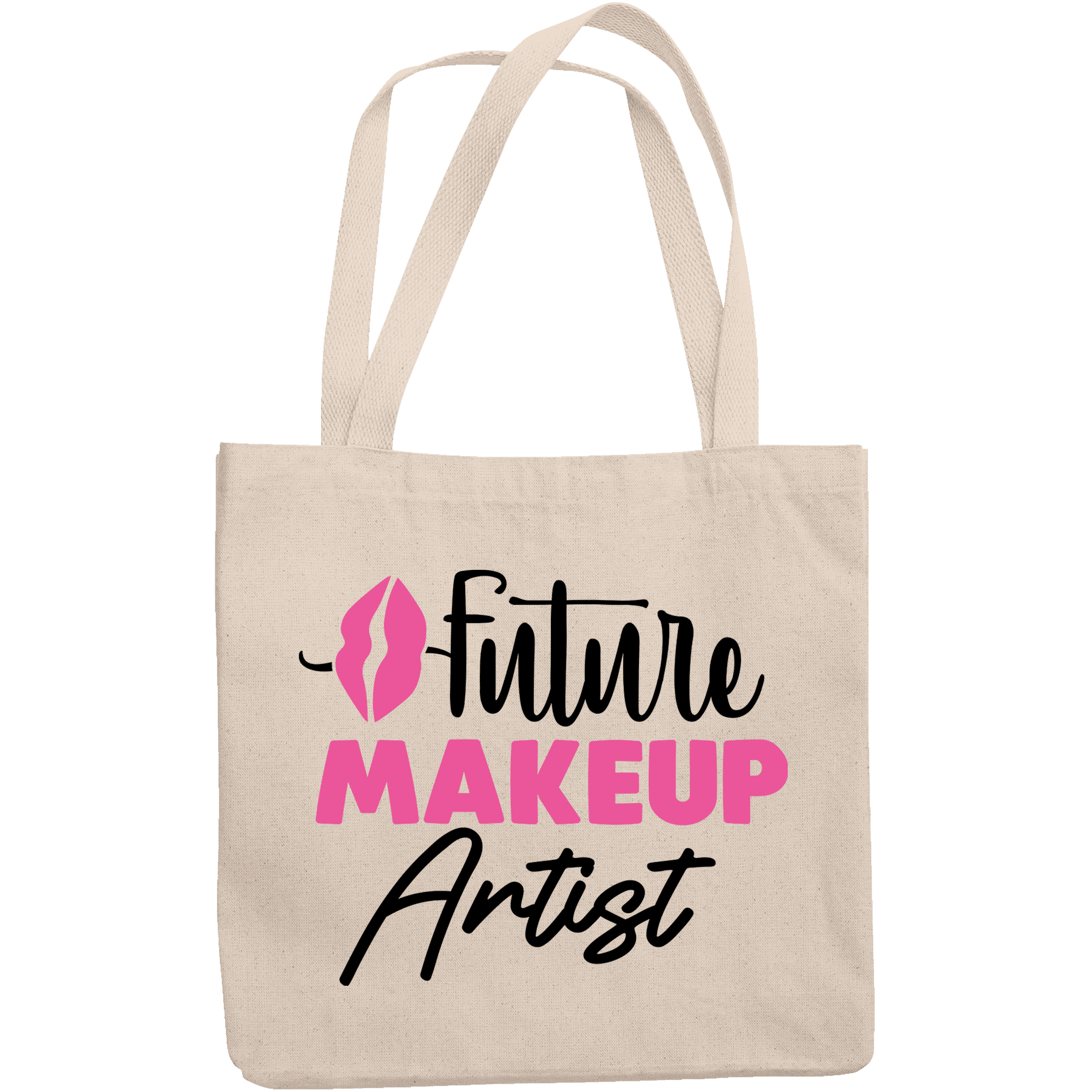12oz Canvas Tote Bag - Future Makeup Artist with Pink Lips Design ...