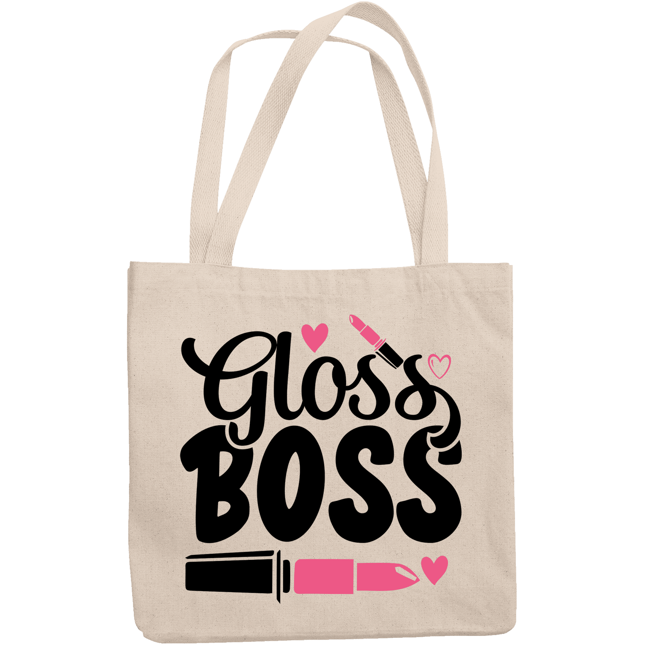 12oz Canvas Tote Bag - Gloss Boss with Lipstick Design - Beauty Themed ...