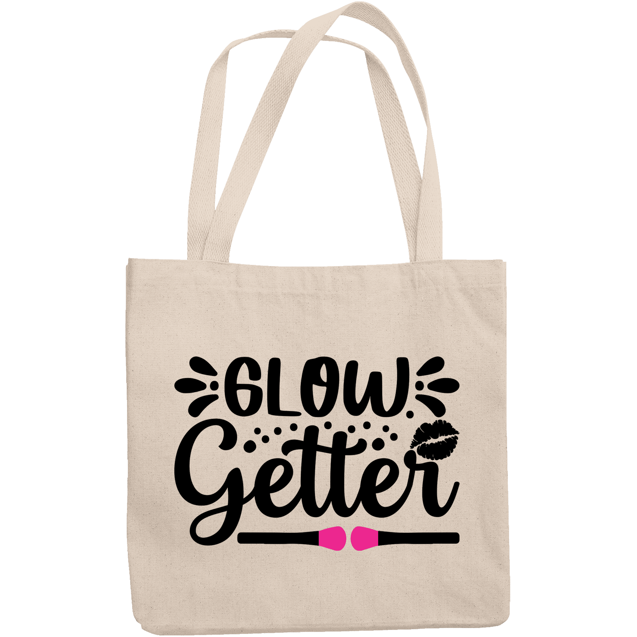 12oz Canvas Tote Bag - Glow Getter, Beauty Quote - Beauty Themed Merch ...