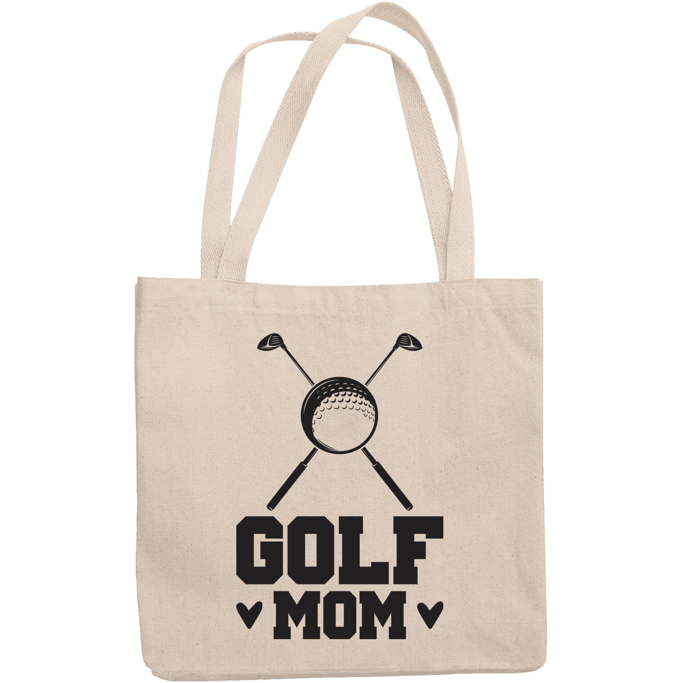 12oz Canvas Tote Bag - Golf Mom with Clubs, Ball & Hearts, Golf Player ...