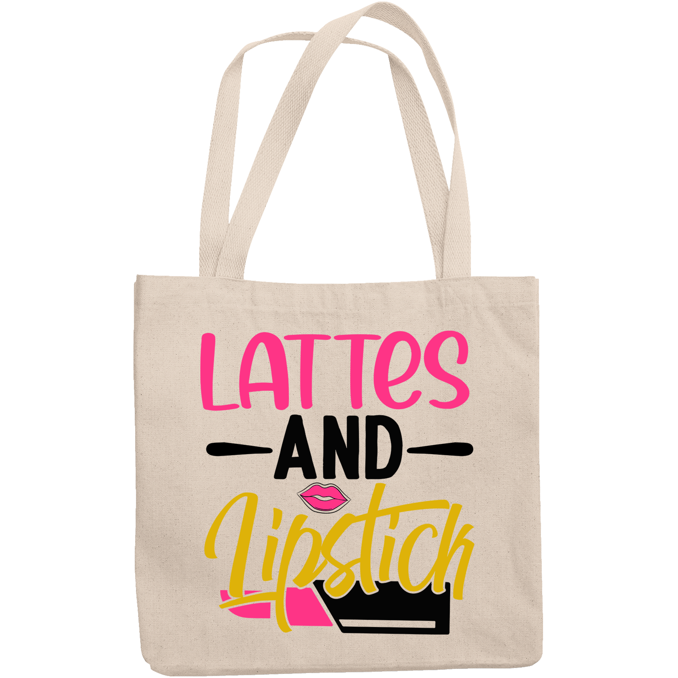 12oz Canvas Tote Bag - Lattes and Lipstick - Beauty Themed Merch for ...
