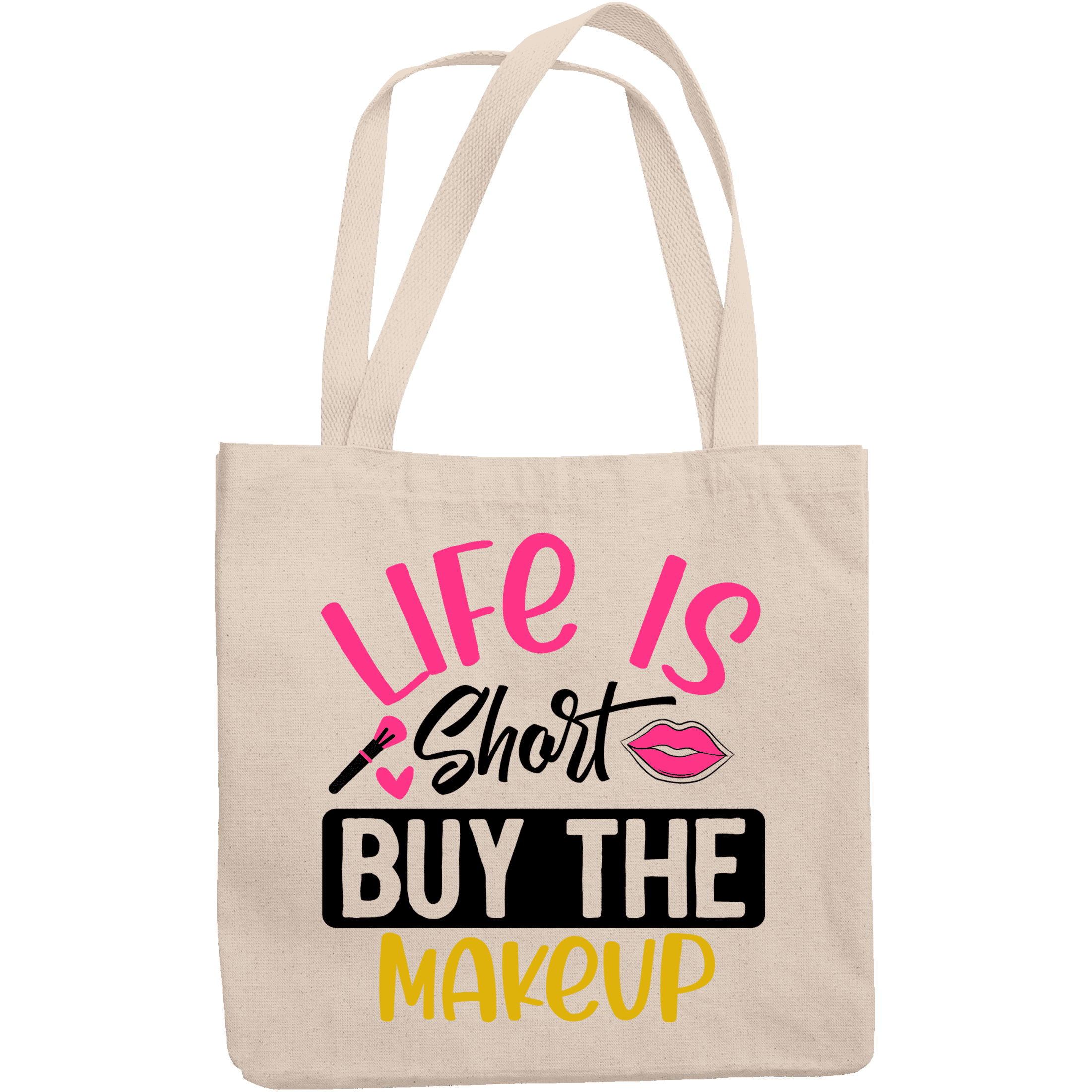 12oz Canvas Tote Bag - Life Is Short, Buy the Makeup - Beauty Themed ...