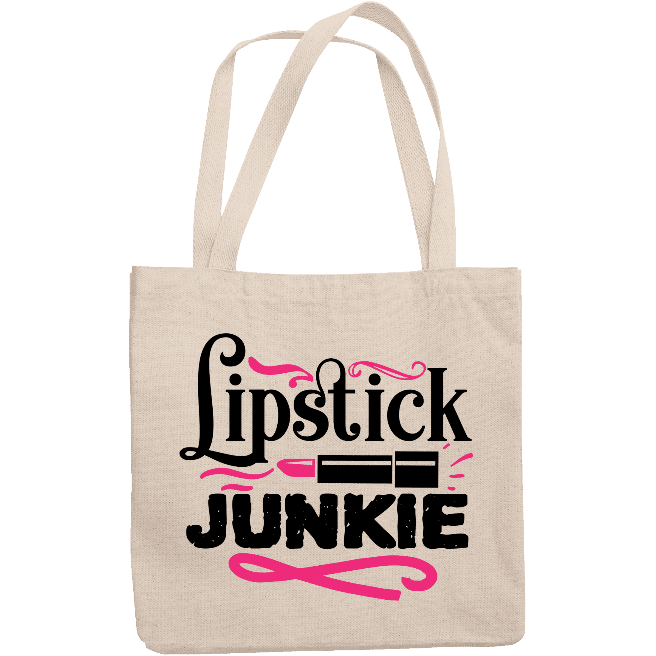 12oz Canvas Tote Bag - Lipstick Junkie with Artsy Design - Beauty ...