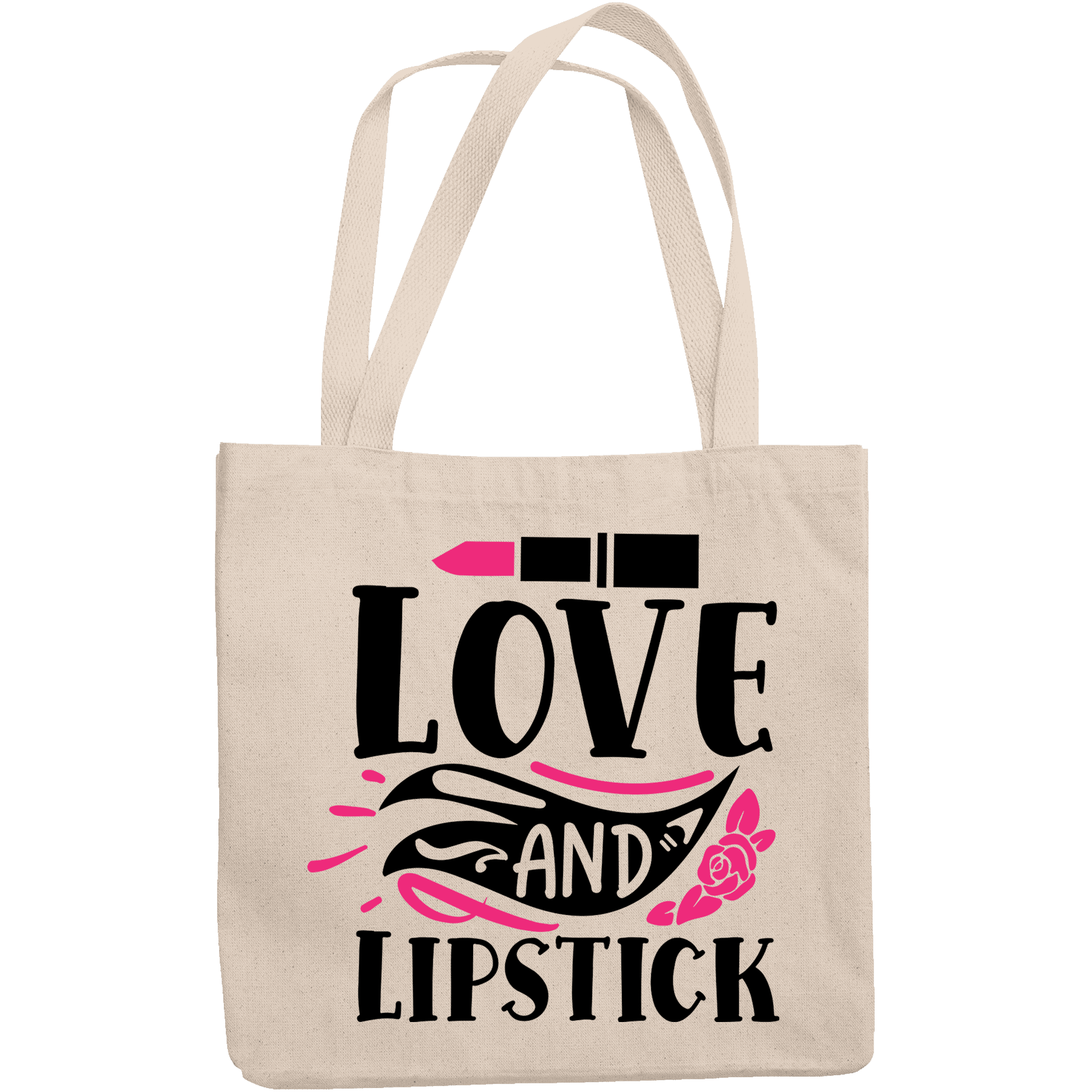 12oz Canvas Tote Bag - Love and Lipstick with Artsy Design - Beauty ...