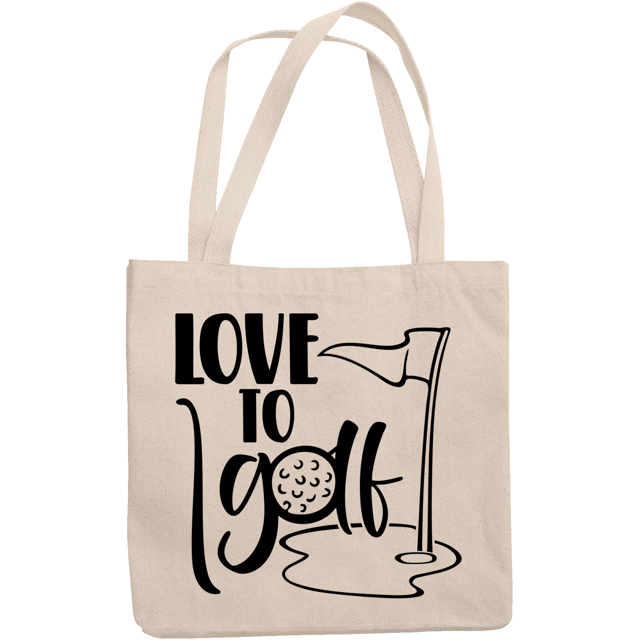 12oz Canvas Tote Bag - Love to Golf Quote with Ball & Flag, Golf Player ...