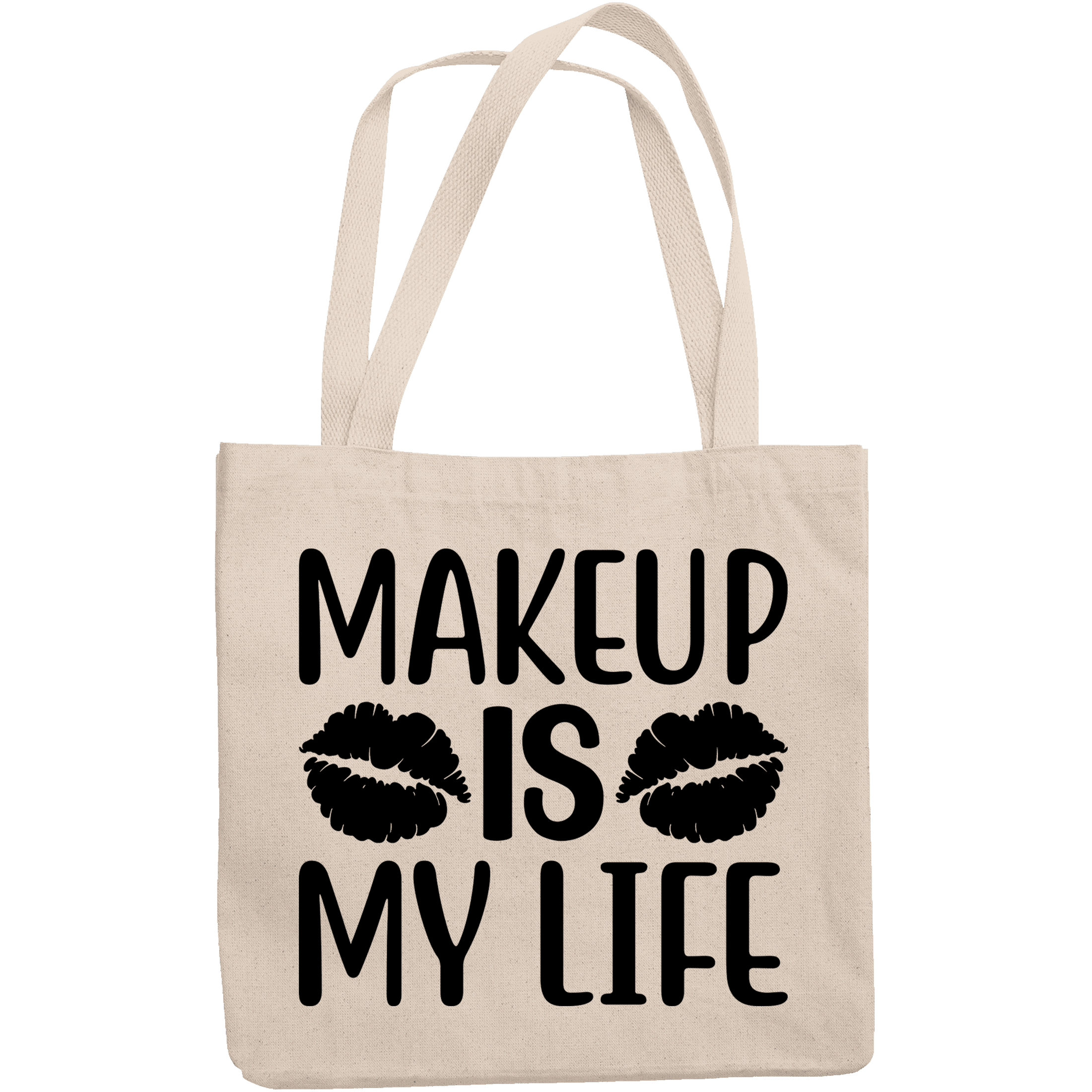 12oz Canvas Tote Bag - Makeup Is My Life with Lips Design - Beauty ...