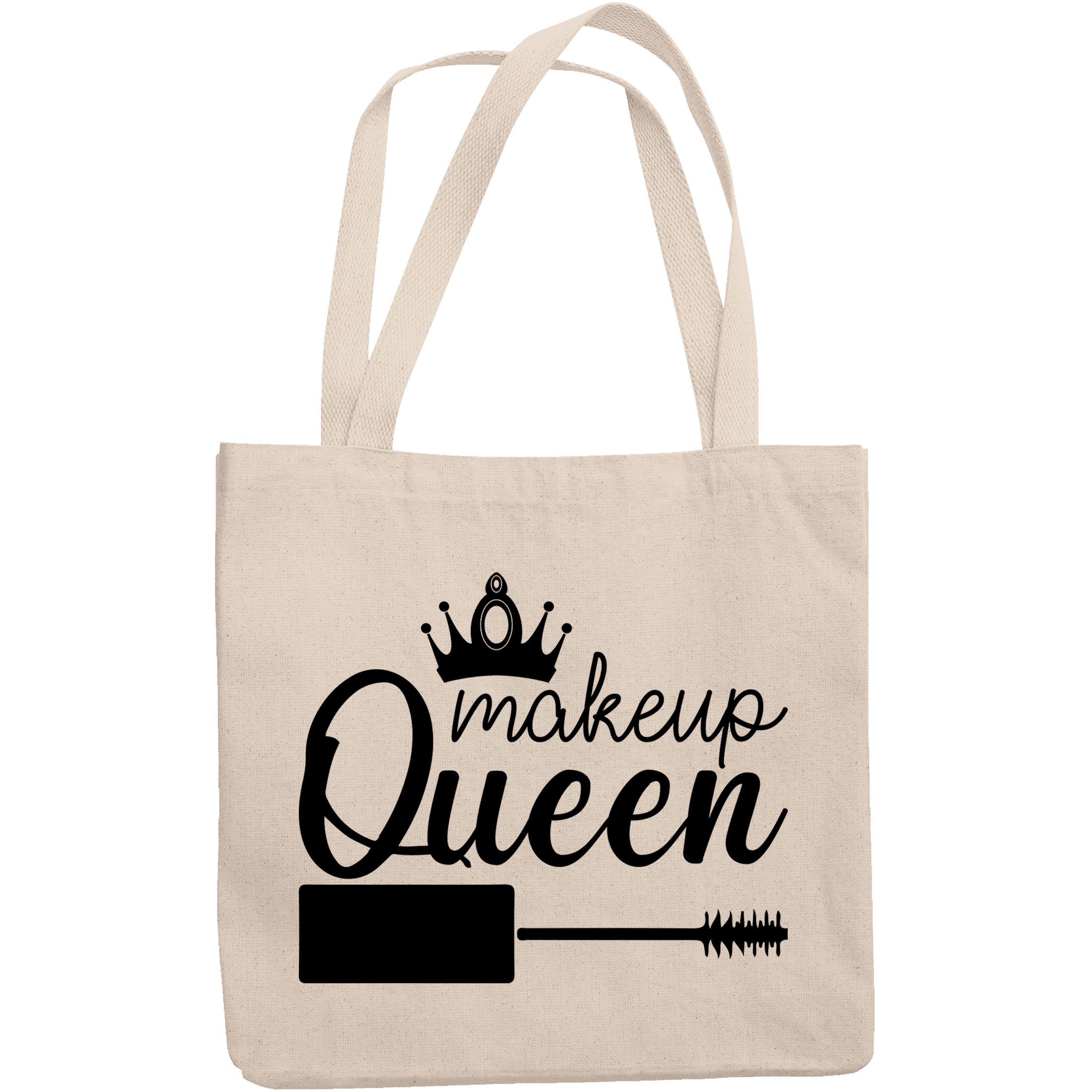 12oz Canvas Tote Bag - Makeup Queen with Mascara Applicator & Crown ...
