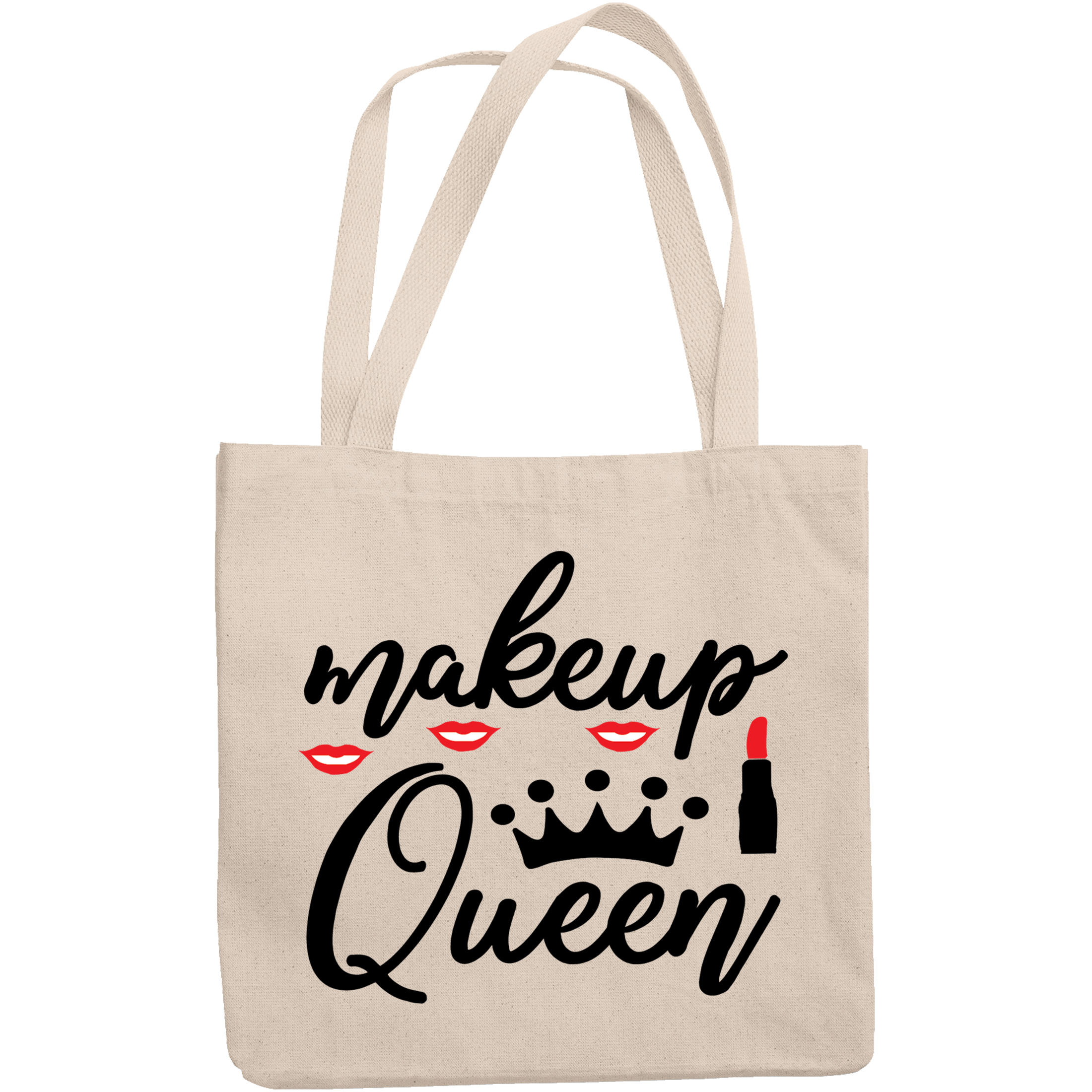 12oz Canvas Tote Bag - Makeup Queen with Crown Design - Beauty Themed ...