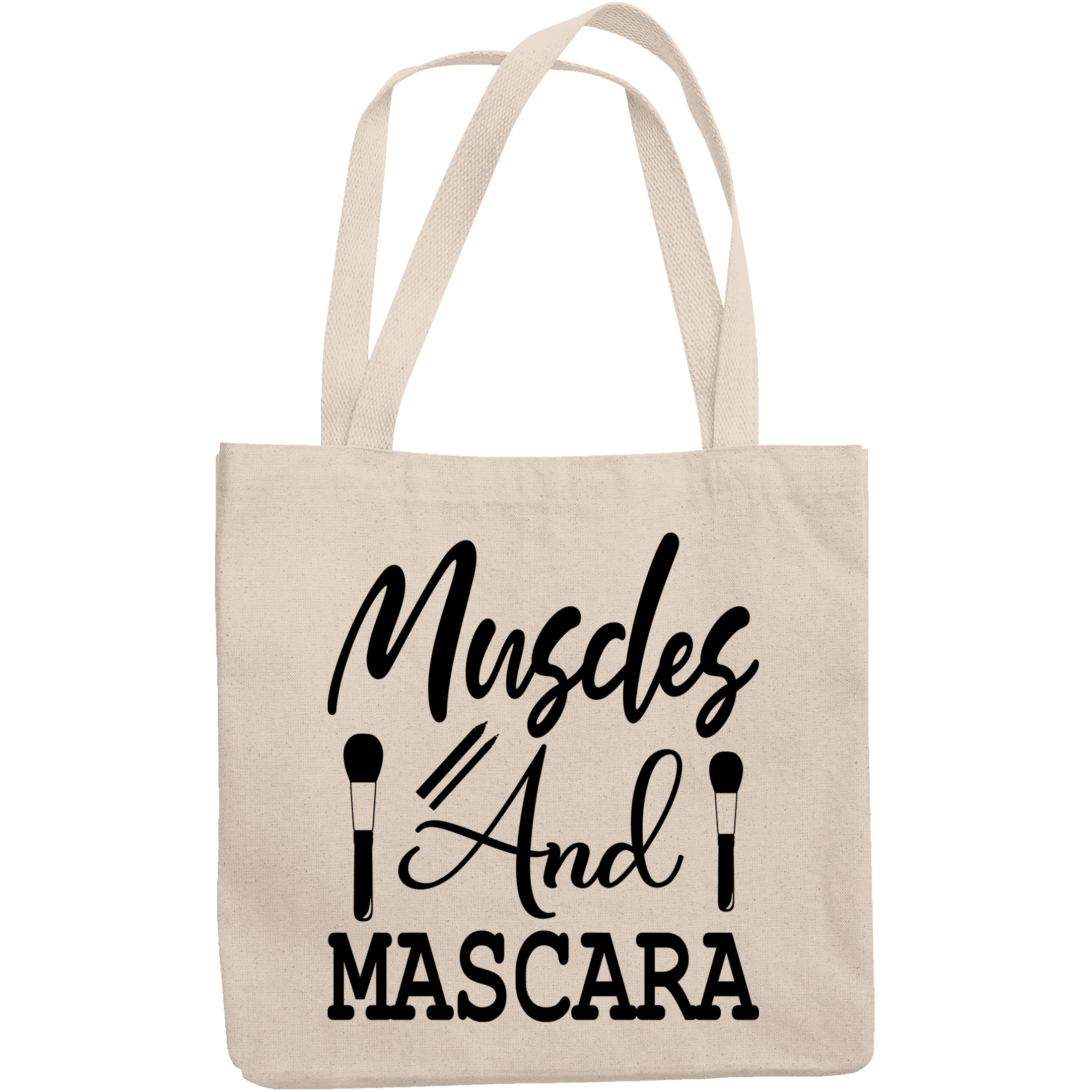 12oz Canvas Tote Bag - Muscles and Mascara, Work Out & Beauty Quote ...