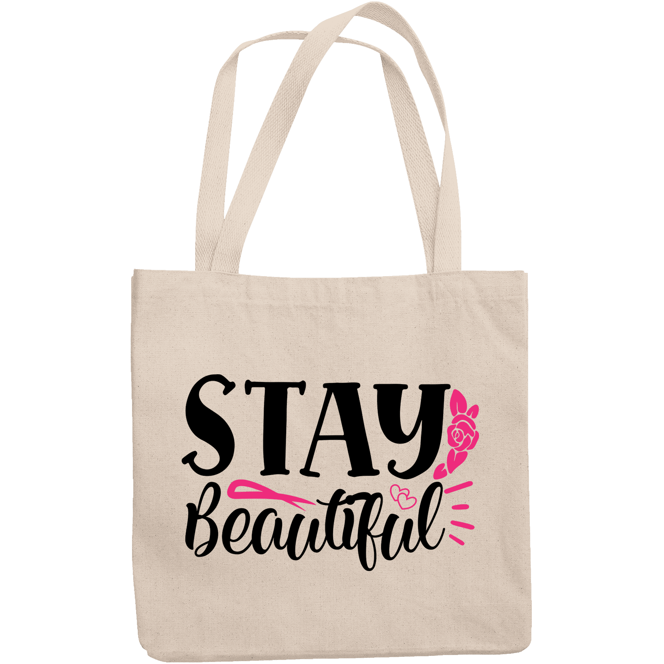12oz Canvas Tote Bag - Stay Beautiful Quote with Artsy Design - Beauty ...