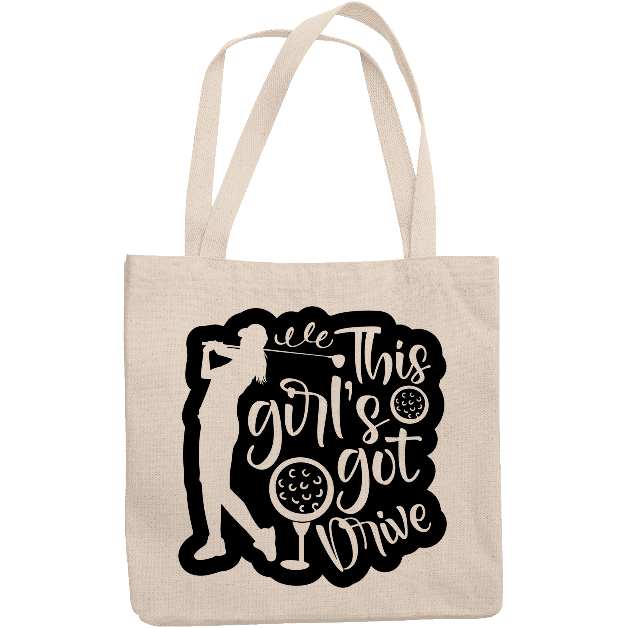12oz Canvas Tote Bag - This Girl's Got Drive Quote with Balls & a ...