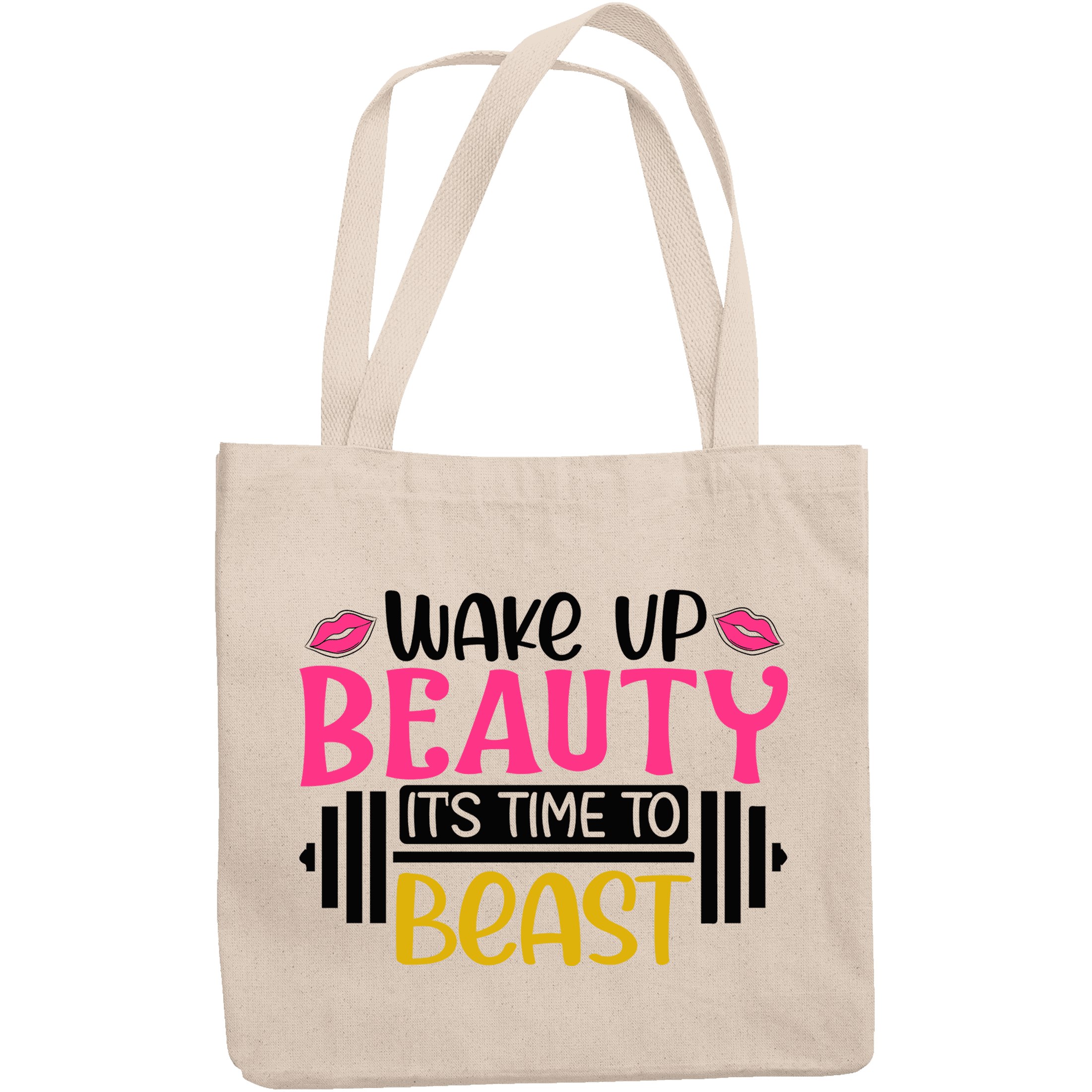 12oz Canvas Tote Bag - Wake Up Beauty, It's Time to Beast - Beauty ...