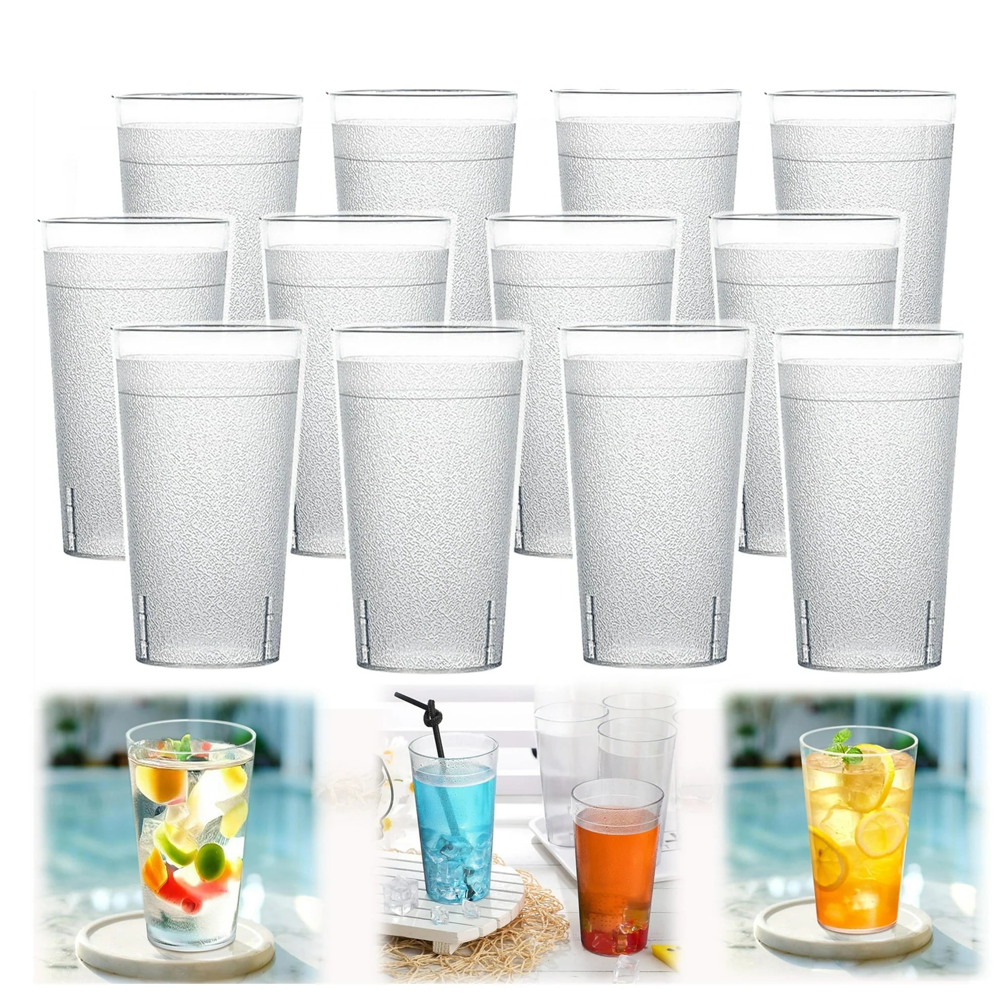 12oz Clear Plastic Restaurant Cups, Restaurant Grade Reusable Drinking ...
