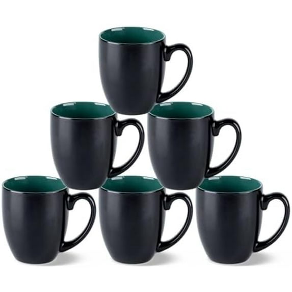12oz Coffee Mugs Set of 6, Large Ceramic Coffee Mugs for Man, Woman ...