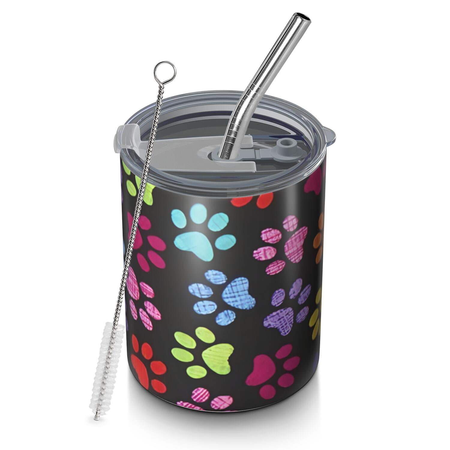 12oz Coffee Tumblers Colorful Animal Footprints Stainless Steel Vacuum ...