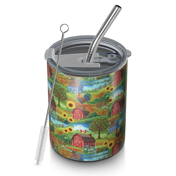 12oz Coffee Tumblers Colorful Chicken Farm Pattern Stainless Steel ...