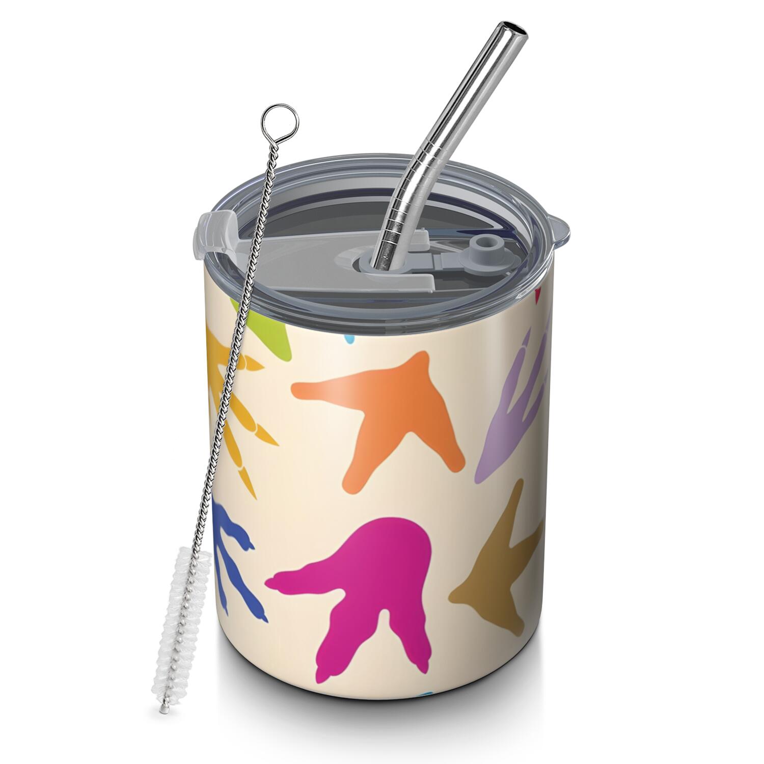 12oz Coffee Tumblers Colorful Dinosaur Footprints Pattern Stainless ...