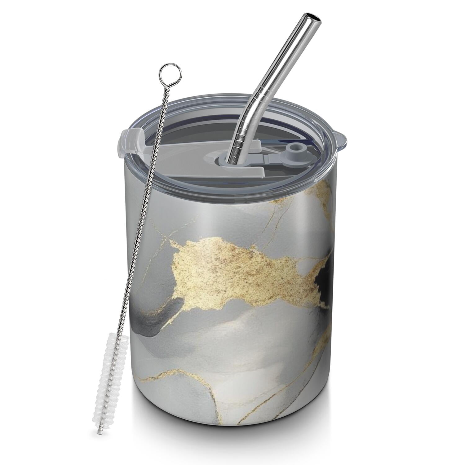 12oz Coffee Tumblers Gray Marble Gold Line Pattern Stainless Steel ...