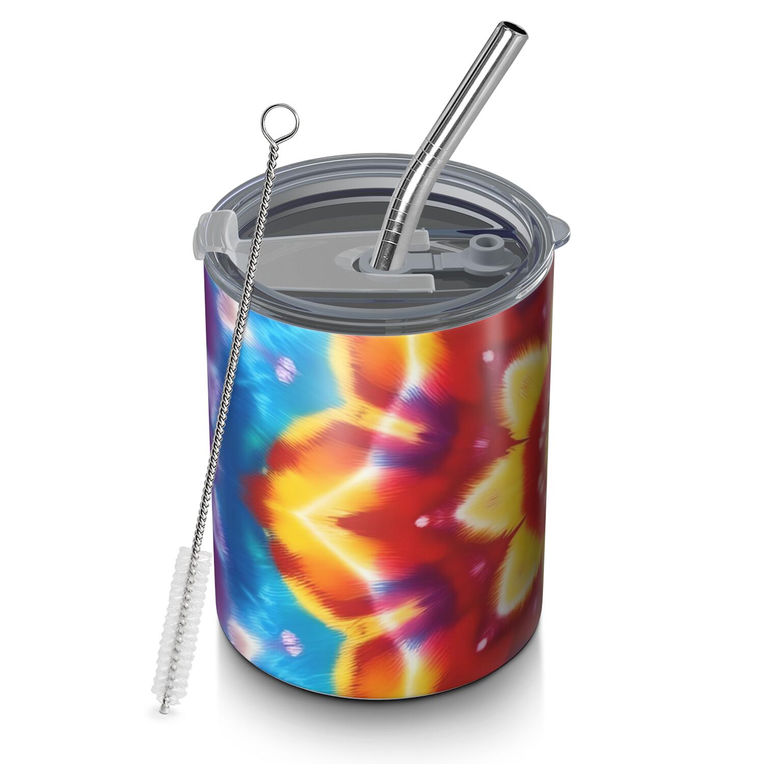 12oz Coffee Tumblers Rainbow Tie Dye Mandala Pattern Stainless Steel ...