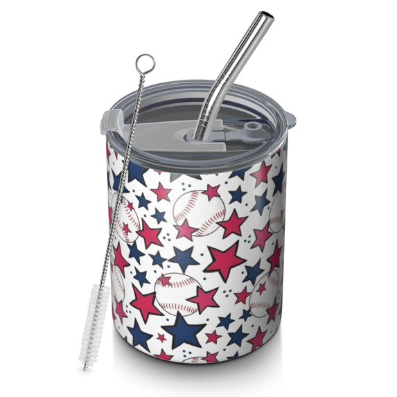 12oz Coffee Tumblers Red White Blue Baseballs and Stars Pattern ...